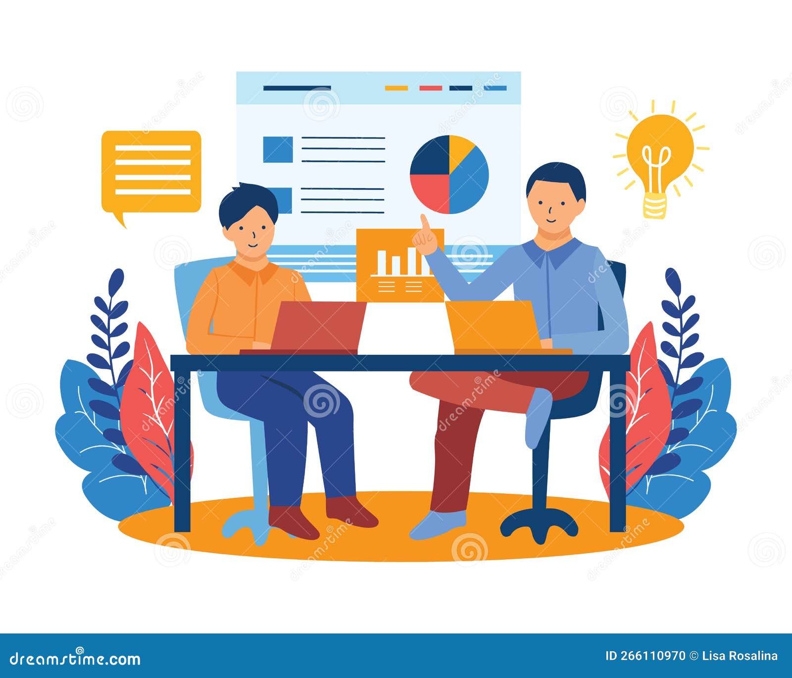 Business People Doing Discussion Presentation Illustration Vector Stock ...