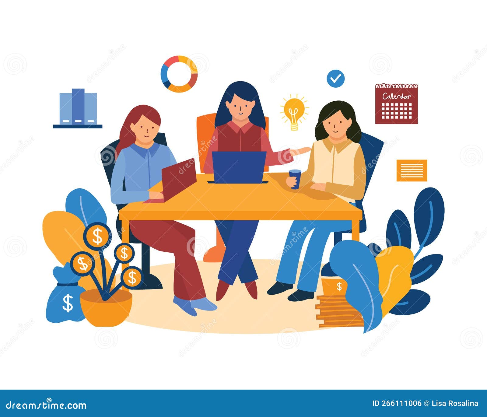 Business People Doing Discussion Presentation Illustration Vector Stock ...