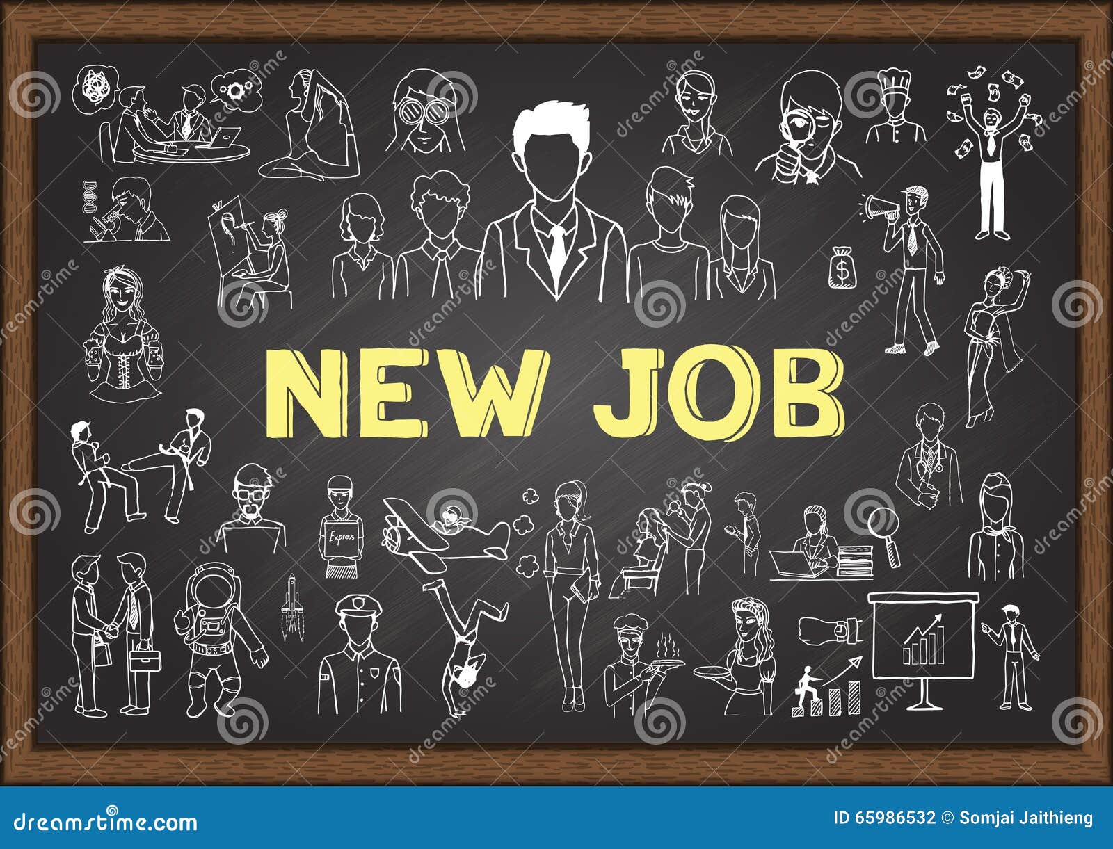 Business People Doodle about NEW JOB on Chalkboard Stock Vector ...