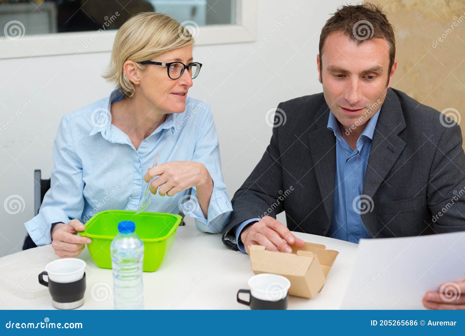 Business People Eating Lunch in Office Stock Photo - Image of glassware ...