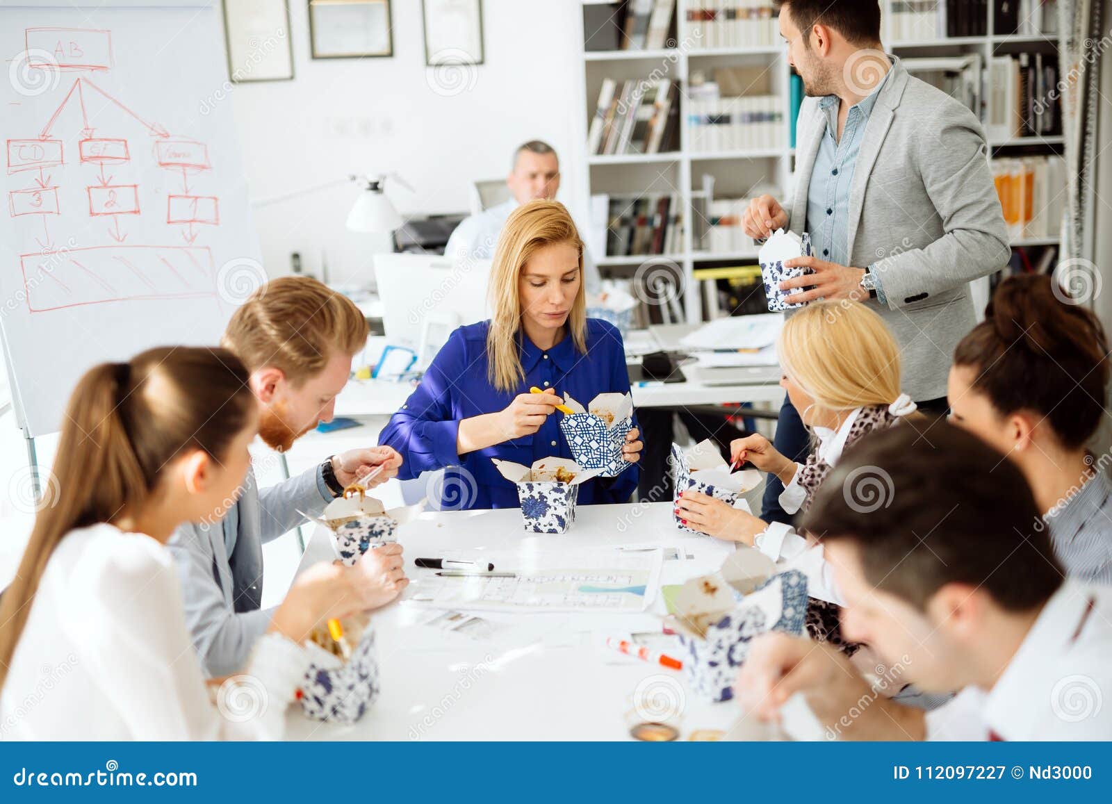 Business People Eating in Office Stock Image - Image of group, business ...