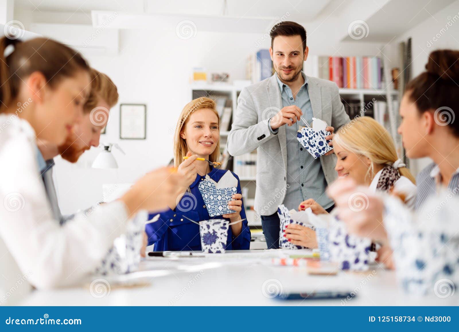 Business People Eating in Office Stock Photo - Image of corporate ...