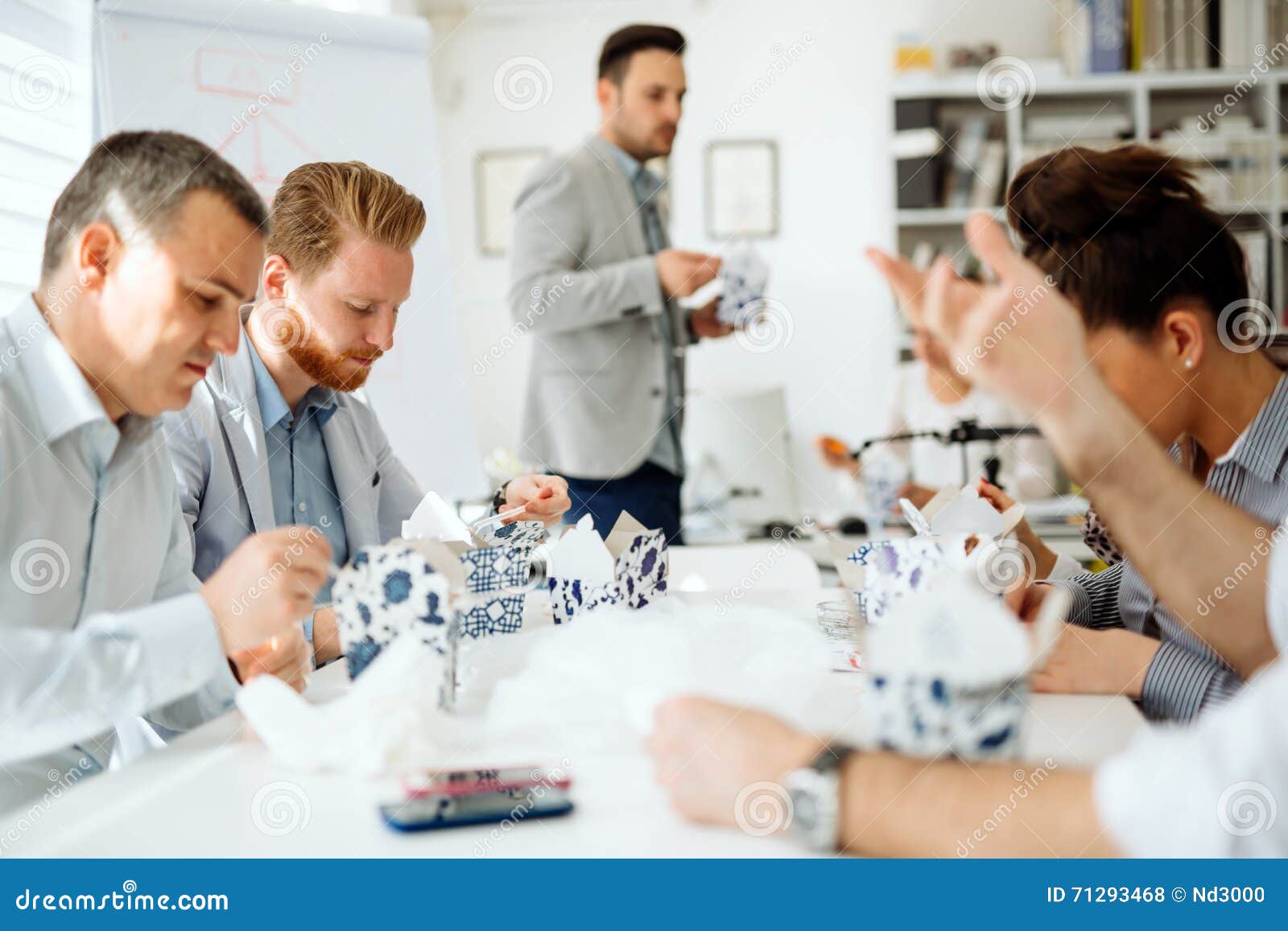 Business People Eating in Office Stock Photo - Image of office, coffee ...