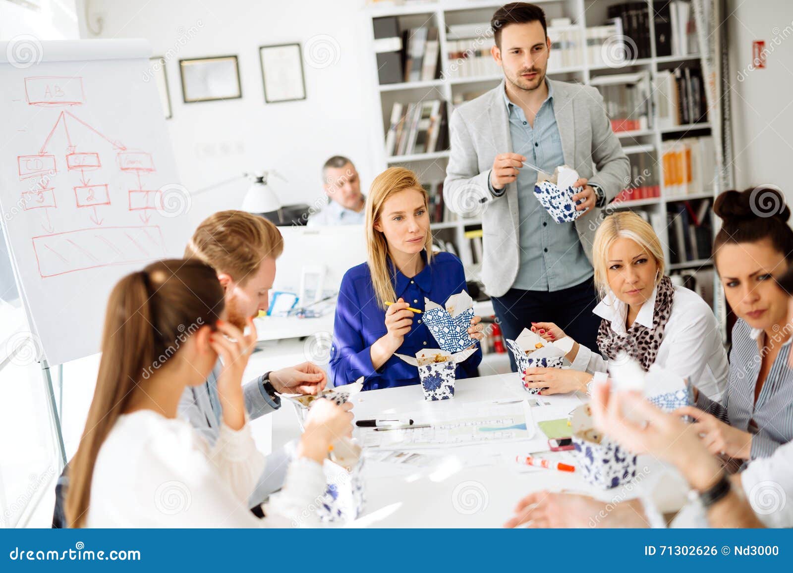 Business People Eating in Office Stock Photo - Image of people, sitting ...