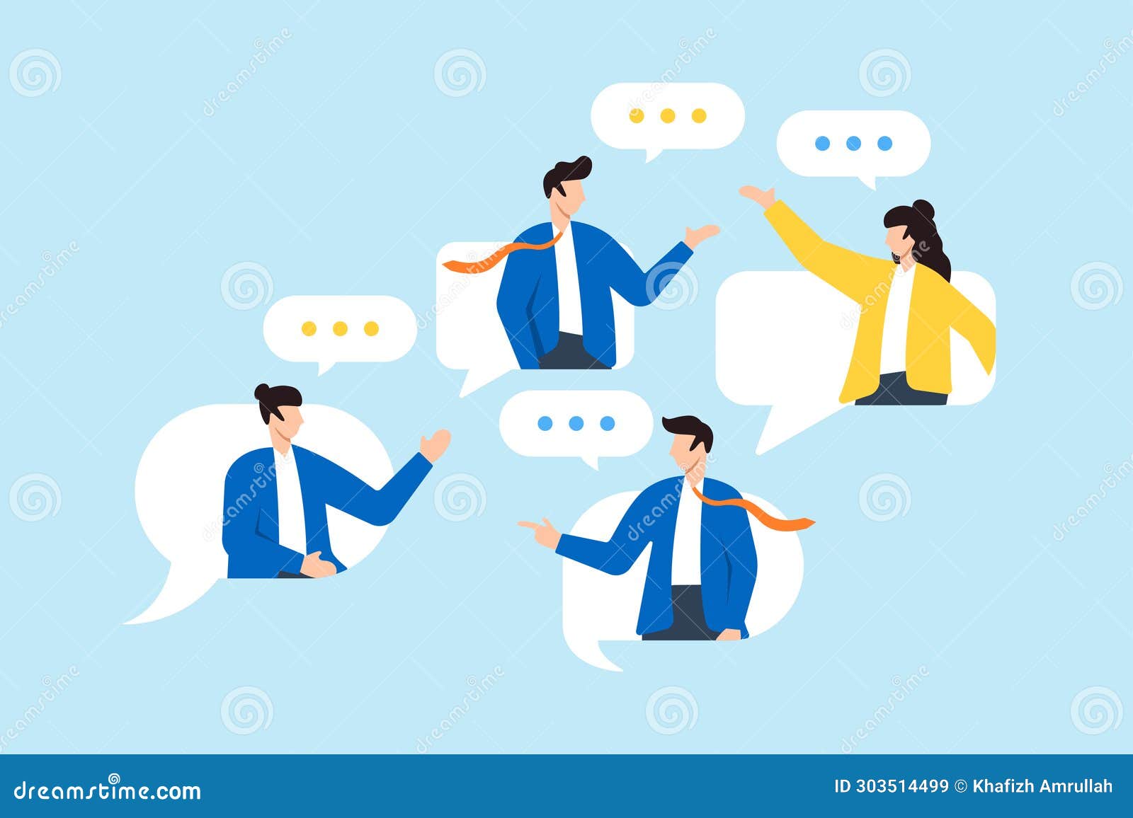 Business People Engage in Conversation with Speech Bubbles Stock ...