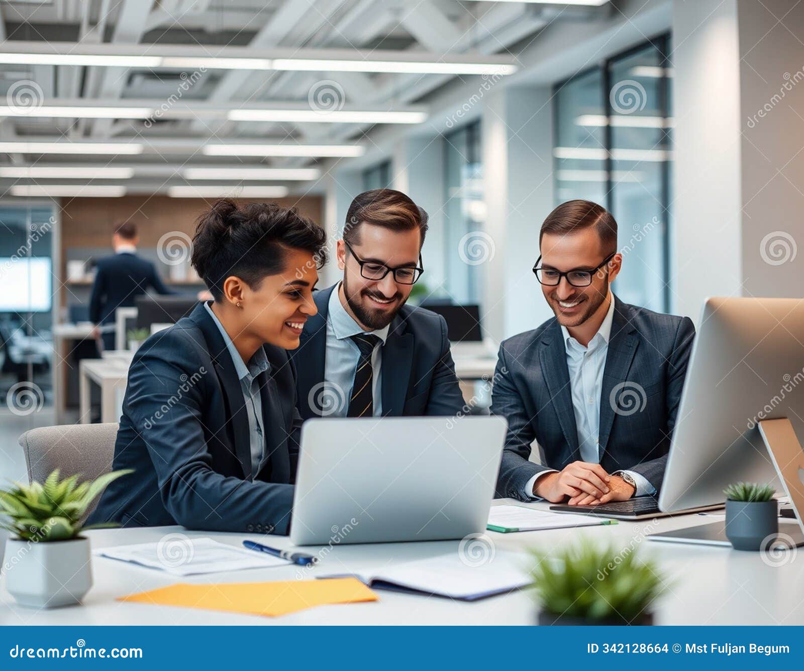 "Business People Engaged in Work at the Office" Stock Illustration ...