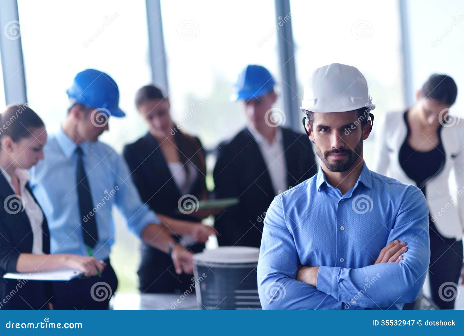 Business People and Engineers on Meeting Stock Image - Image of female ...