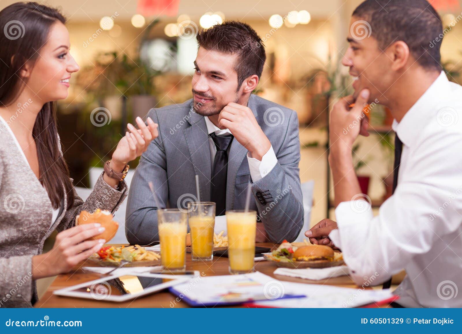 Business People Enjoy in Lunch at Restaurant Stock Image - Image of ...
