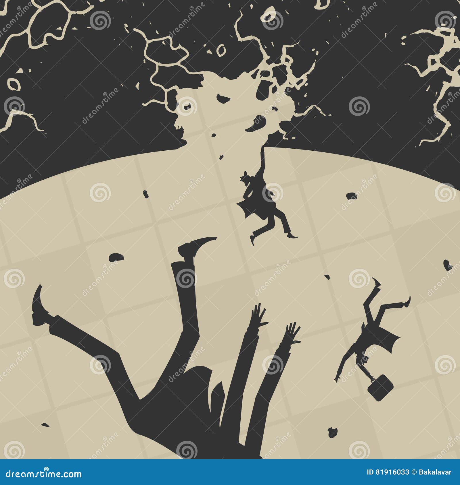 Business People Fall into the Abyss Stock Vector - Illustration of ...