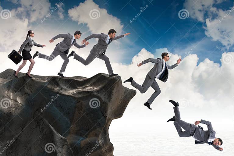The Business People Falling Off the Cliff Stock Photo - Image of cliff ...