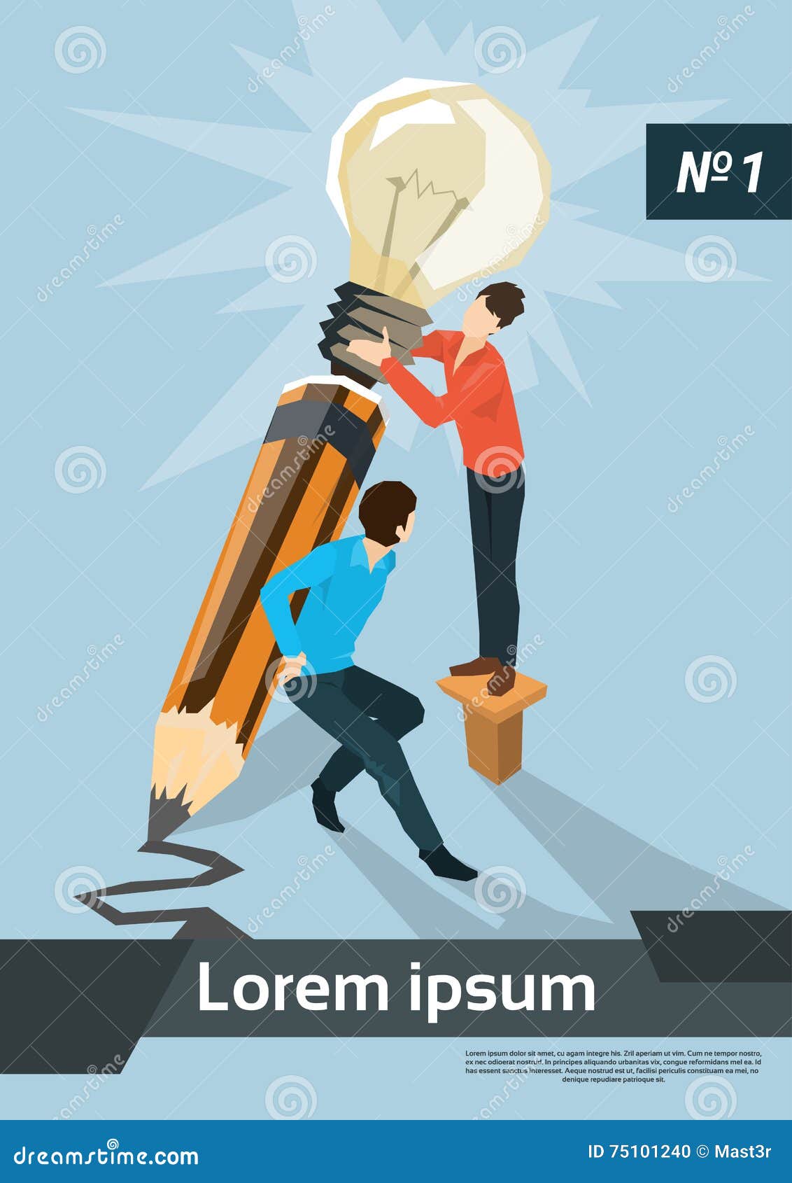 Business People Fix Light Bulb on Pencil Creative Idea Concept Stock ...