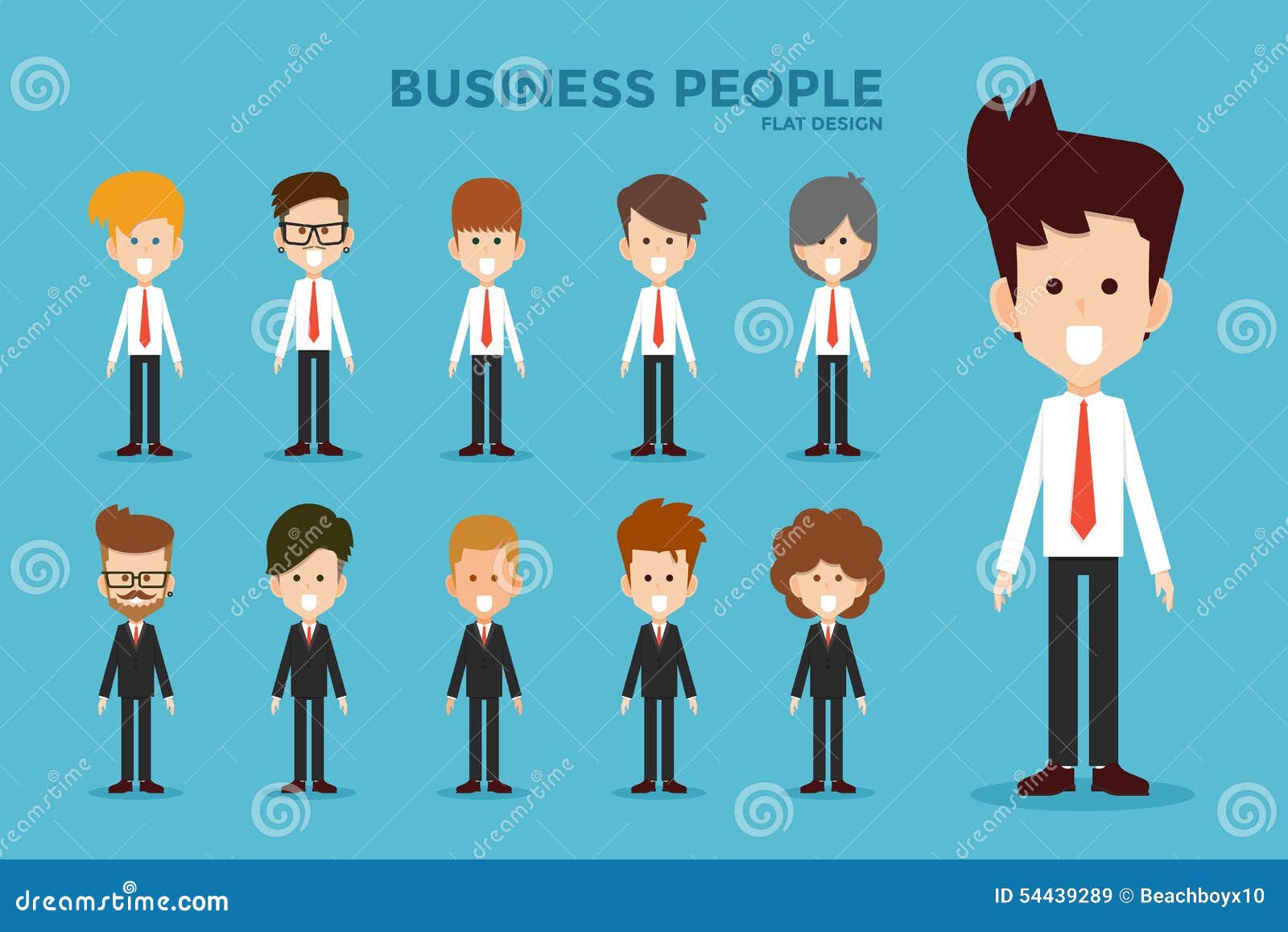 Business People Flat Design Stock Vector - Illustration of eyeglasses ...