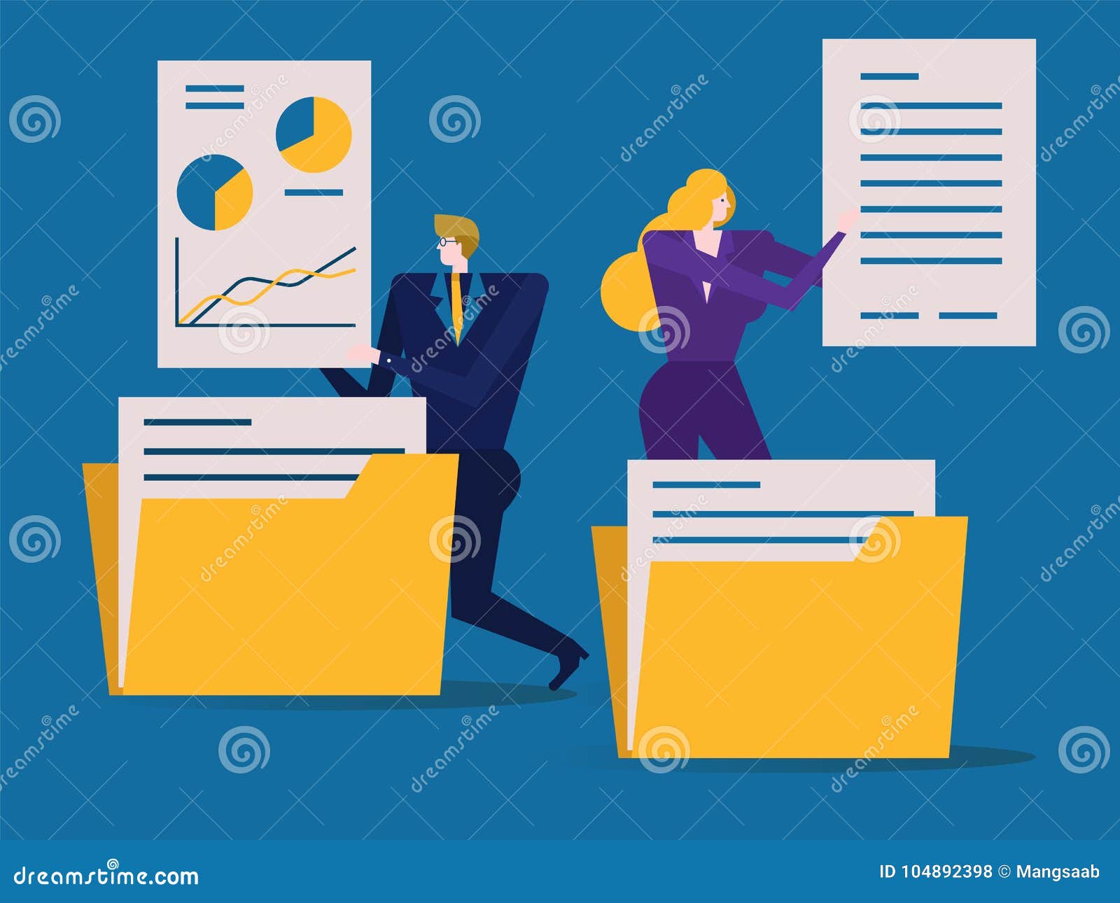 Business People is Folding and Sorting Documents or into Folders. Stock ...
