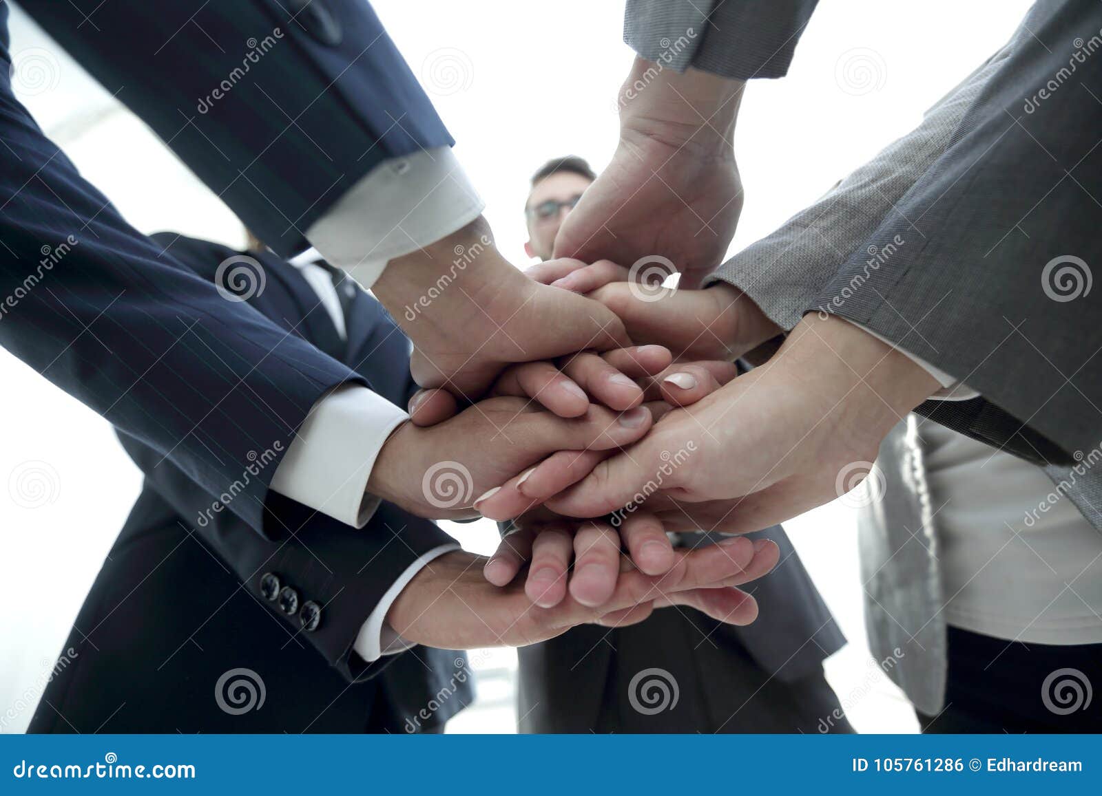 Business People Folding Their Hands Together. Stock Photo - Image of ...