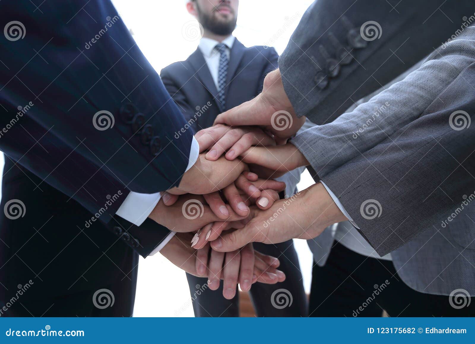 Business People Folding Their Hands Together. Stock Photo - Image of ...