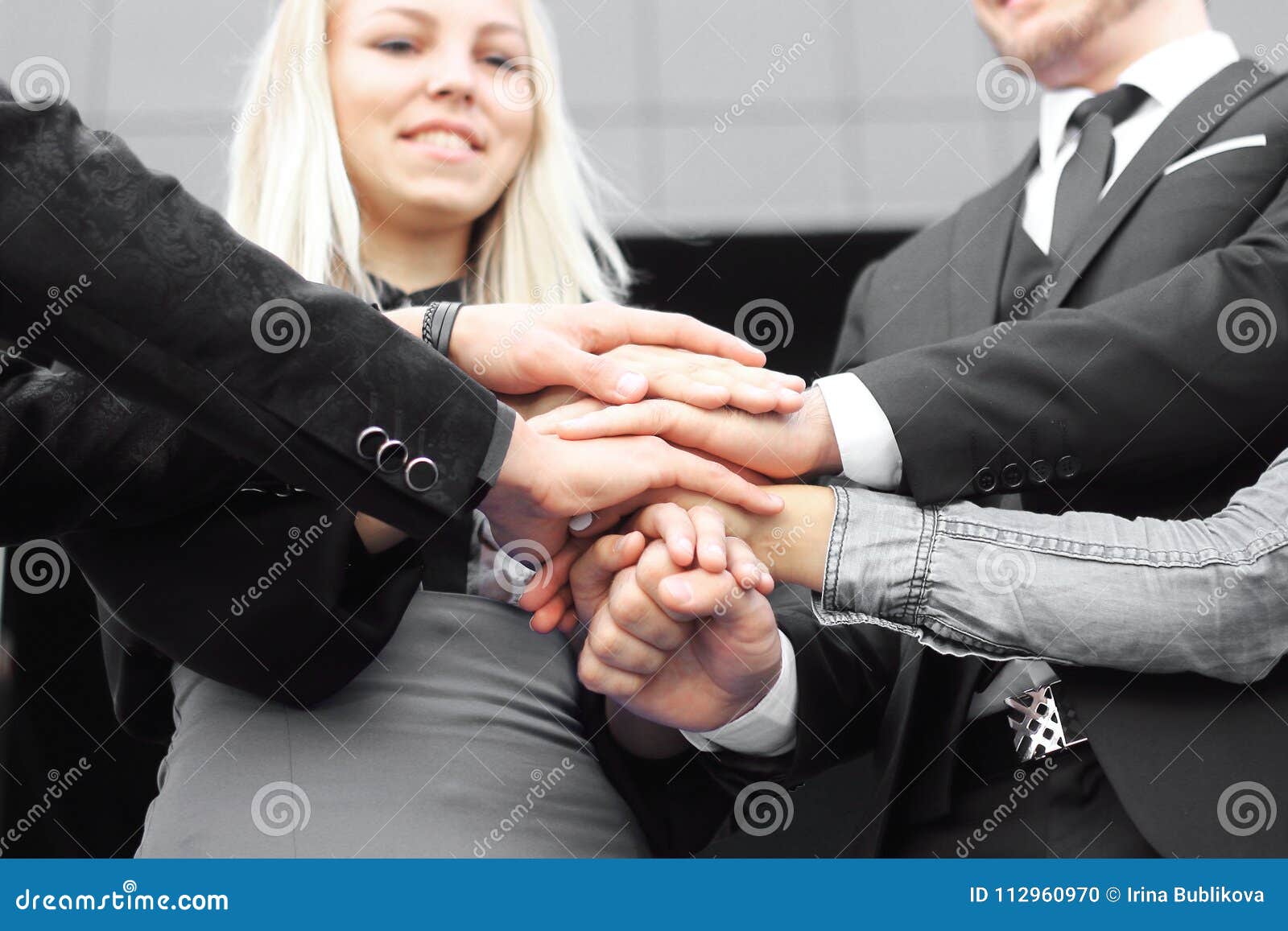 Business People Folding Their Hands Together.concept of Teamwork Stock ...