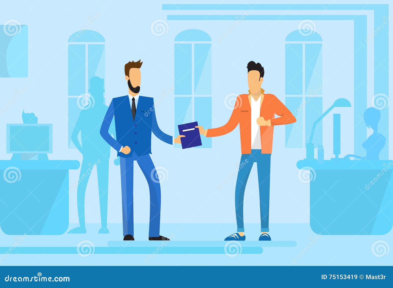 Business People Give Folder Document Papers Stock Vector - Illustration ...