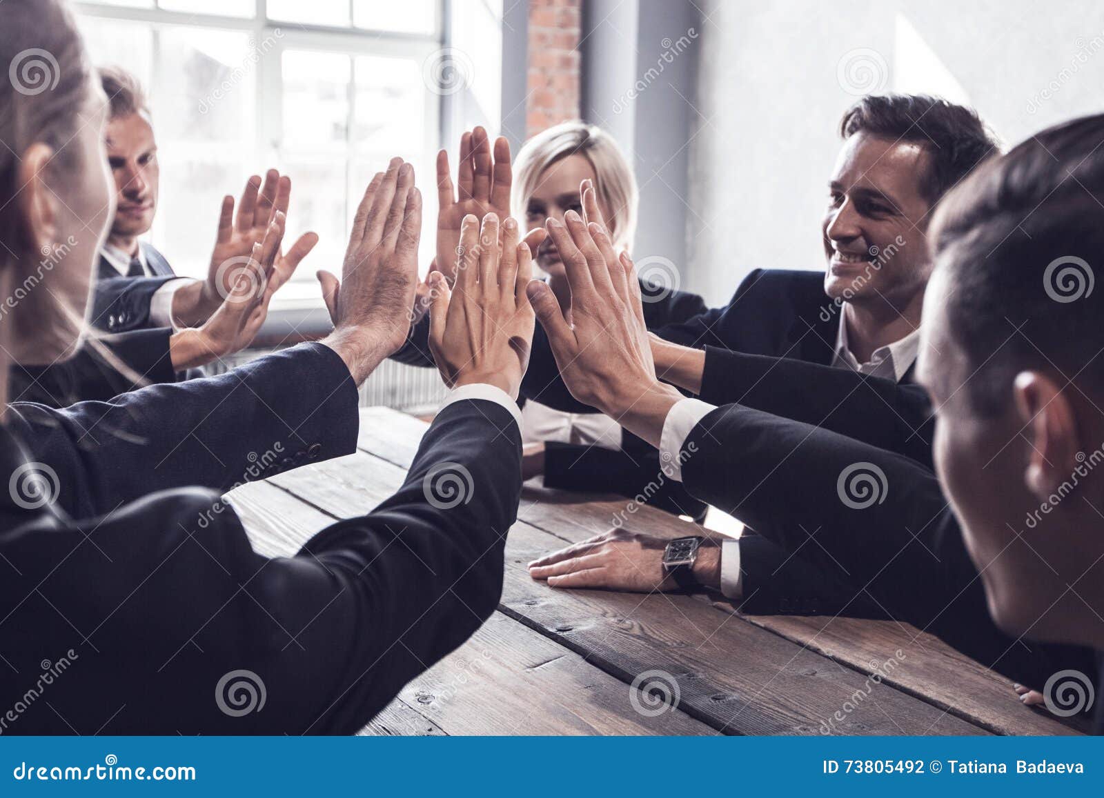 Business People Give High Five Stock Photo - Image of business ...