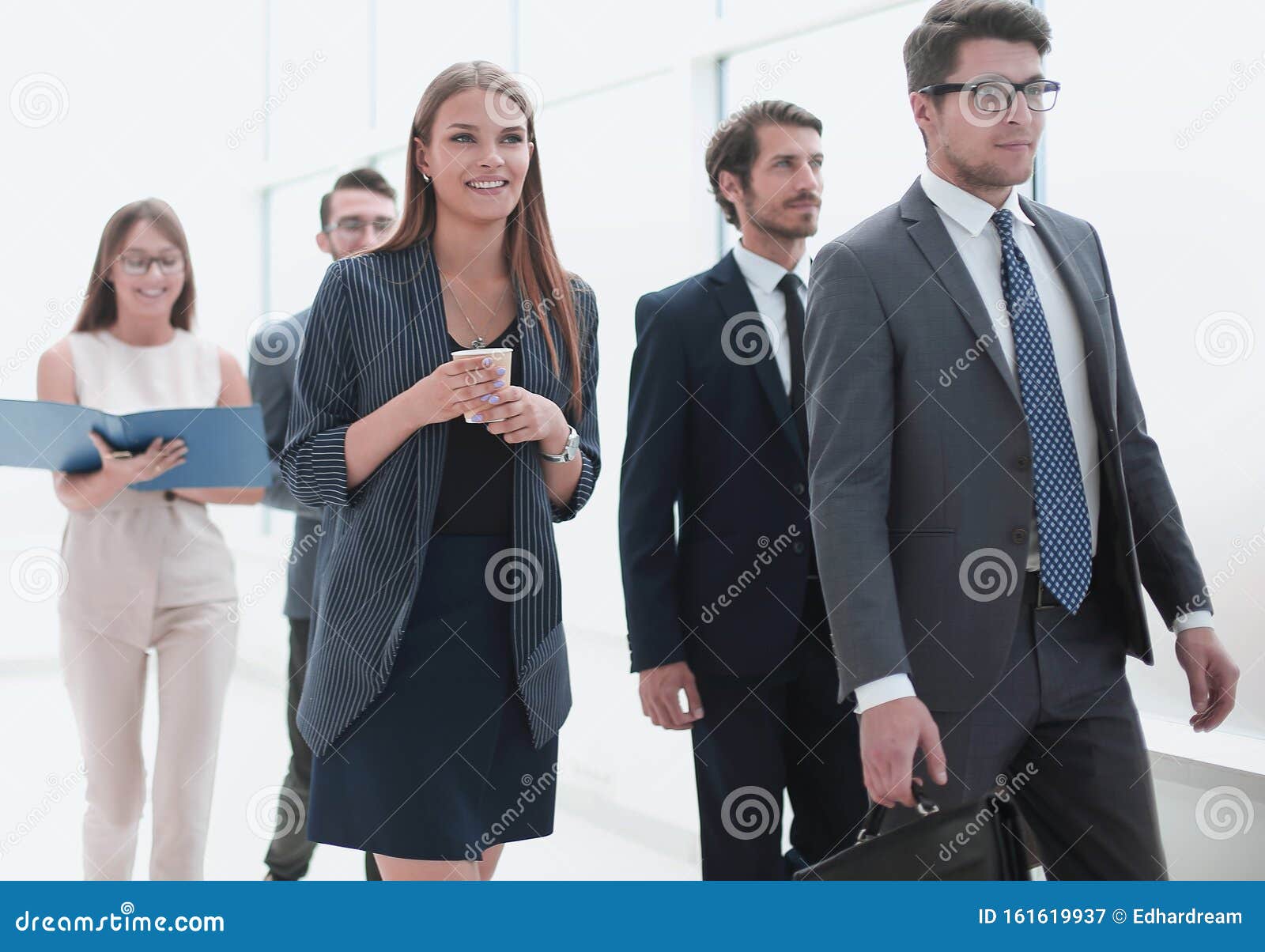 Business People Going Along the Office Corridor during Working Day ...