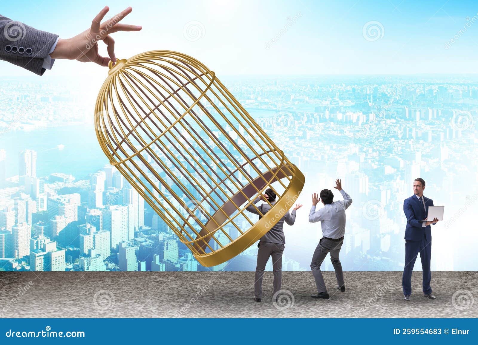Business People and Golden Cage Concept Stock Image - Image of ...