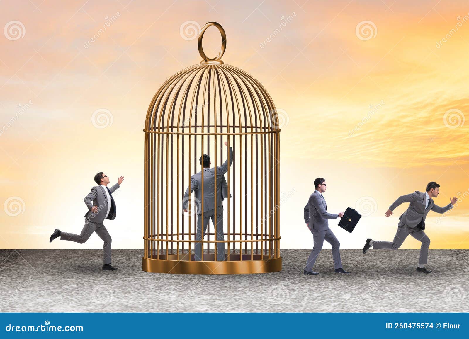 Business People and Golden Cage Concept Stock Photo - Image of freedom ...