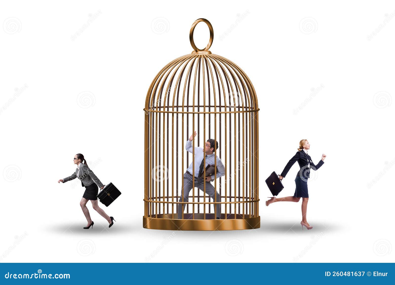 Business People and Golden Cage Concept Stock Image - Image of prisoner ...