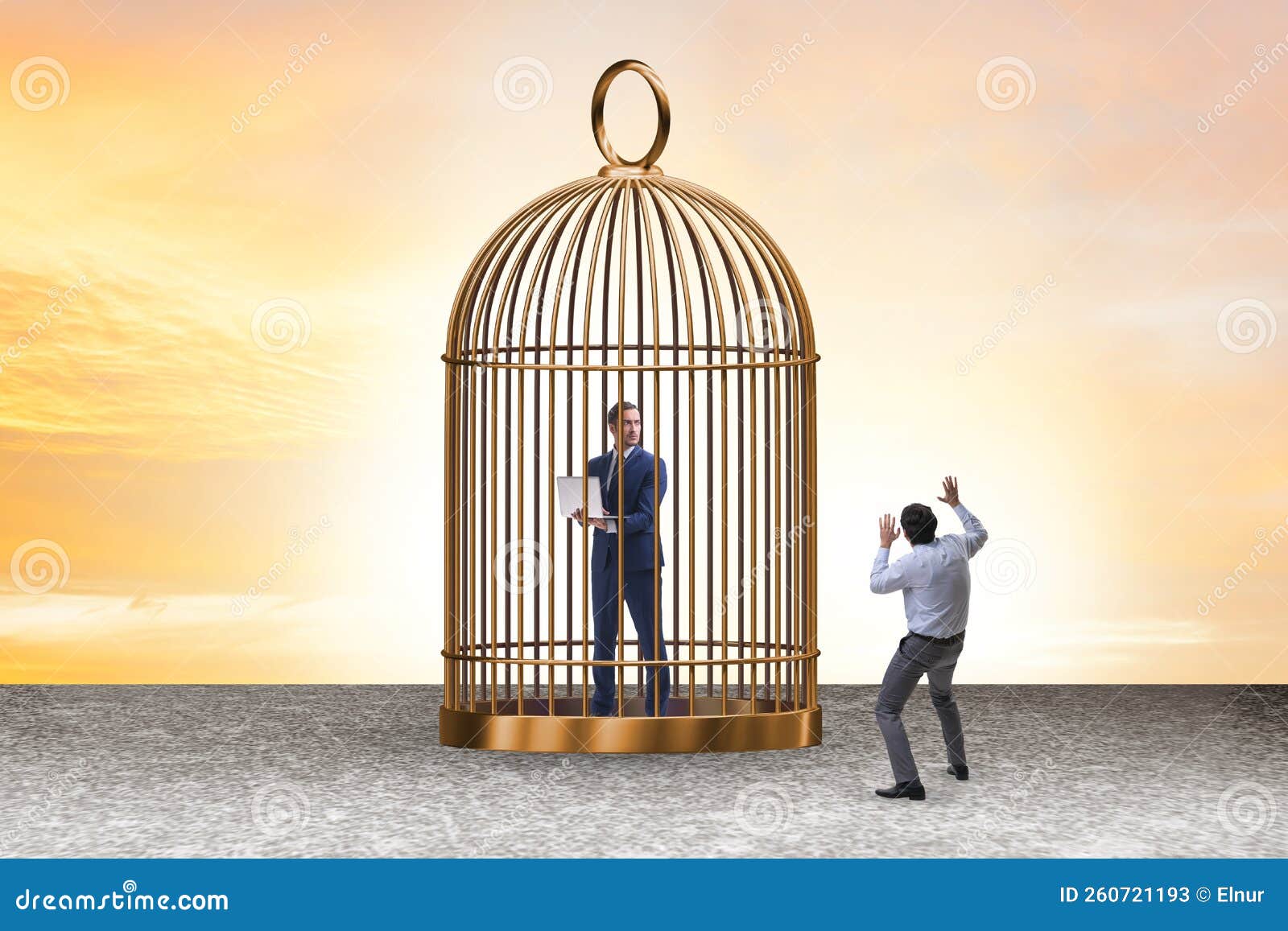 Business People and Golden Cage Concept Stock Image - Image of captive ...