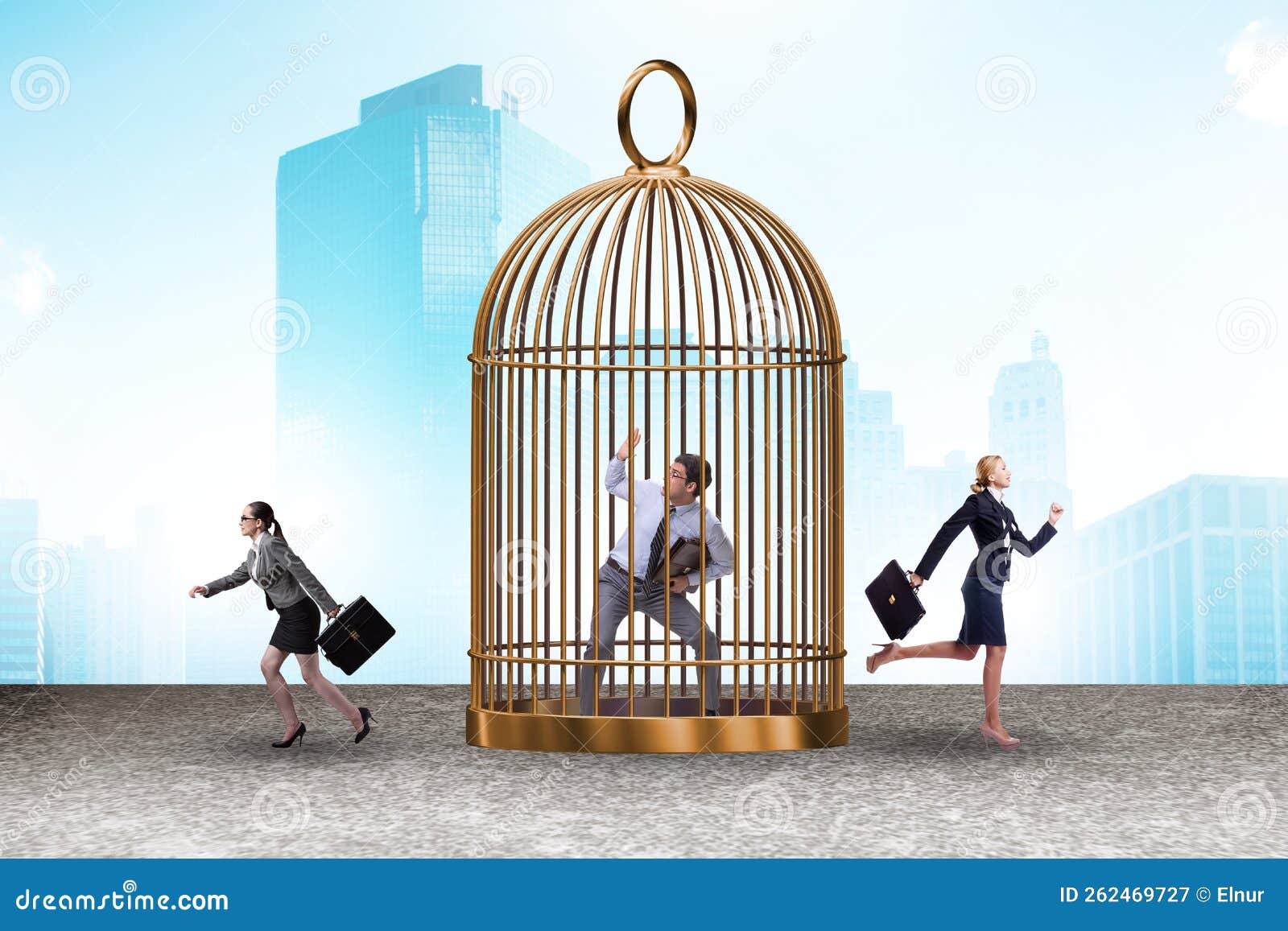 Business People and Golden Cage Concept Stock Image - Image of jail ...