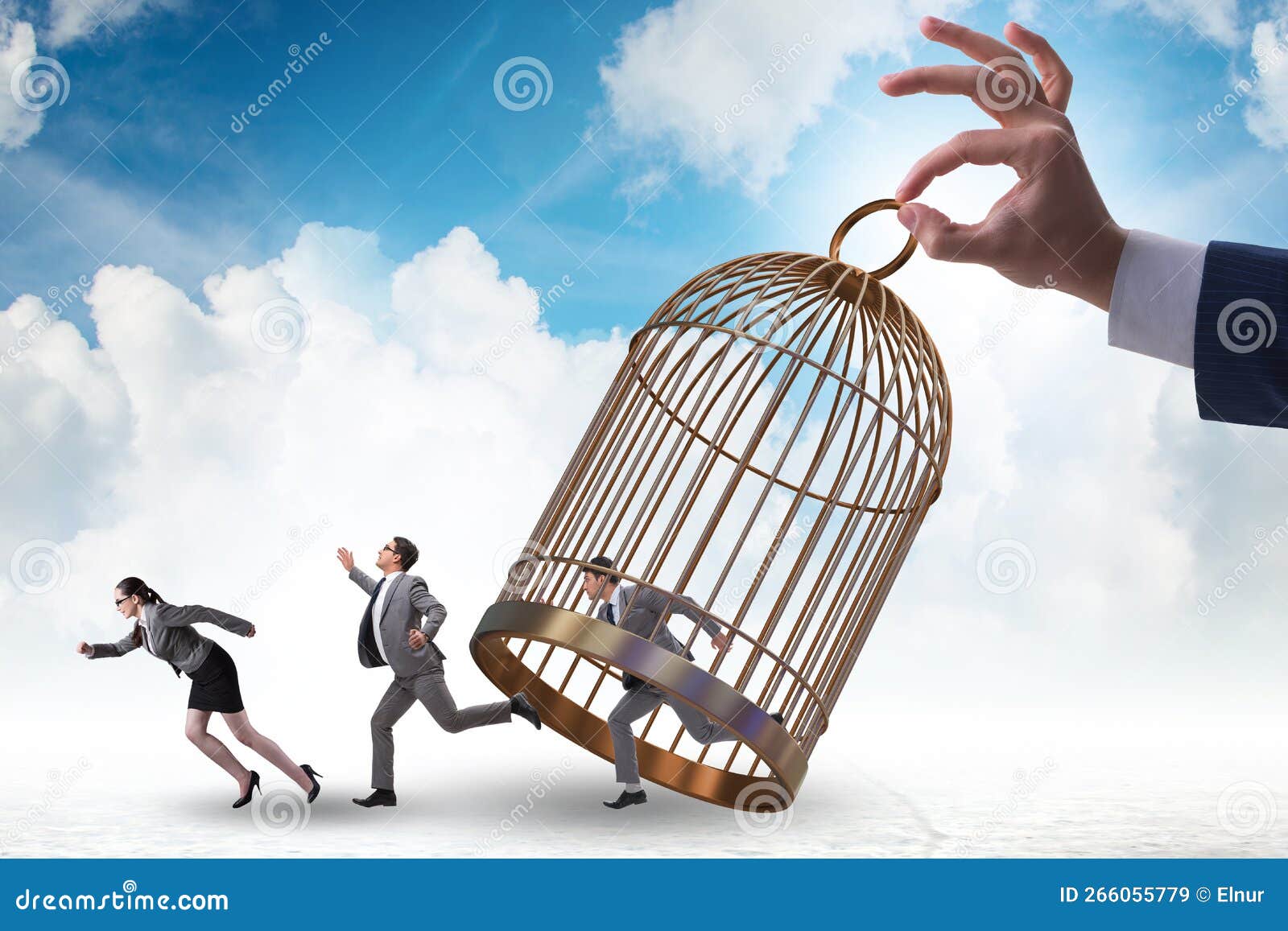 Business People and Golden Cage Concept Stock Image - Image of illegal ...
