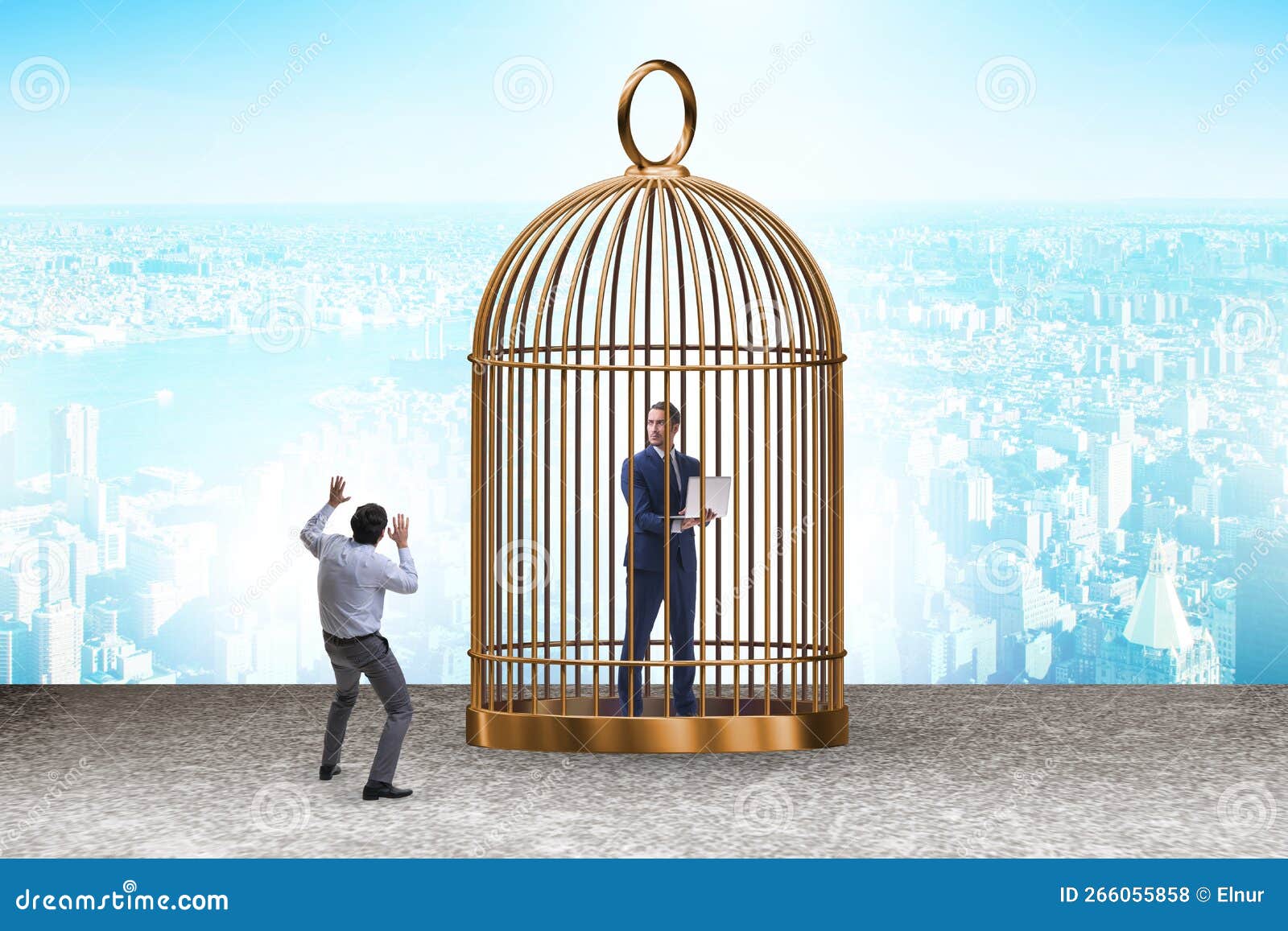 Business People and Golden Cage Concept Stock Photo - Image of security ...