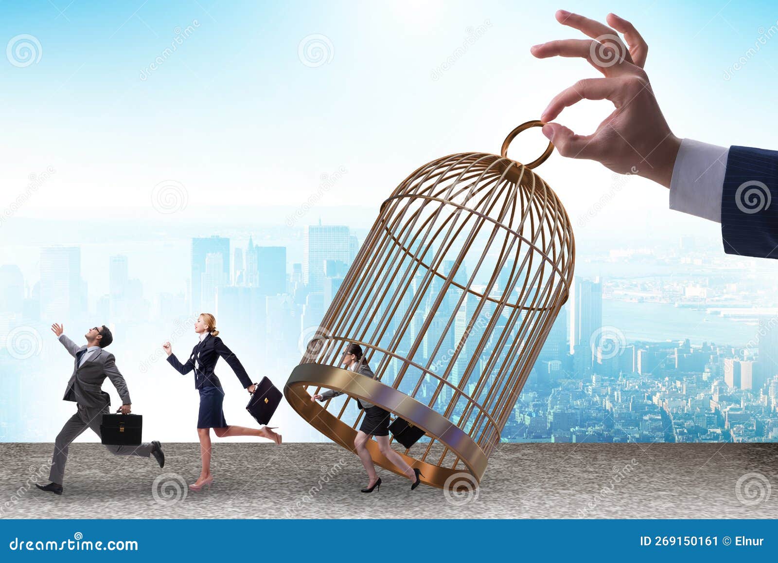 Business People and Golden Cage Concept Stock Image - Image of captive ...
