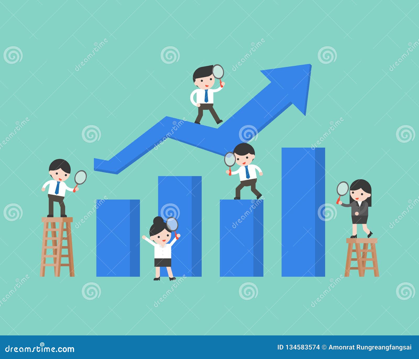 Business People with Graph, Data Analysis Concept Stock Vector ...