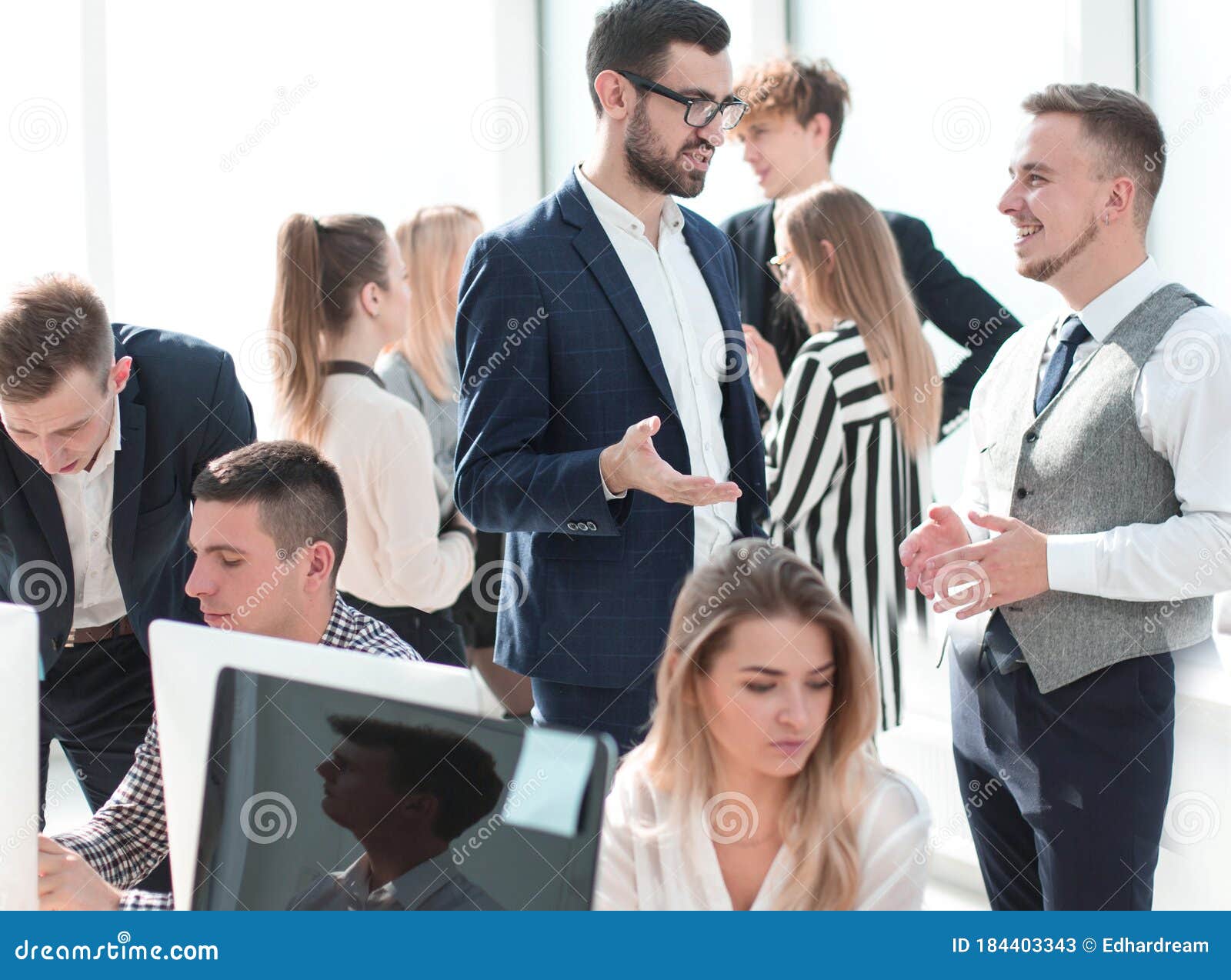 Business People Greet Each Other in the Office Stock Image - Image of ...