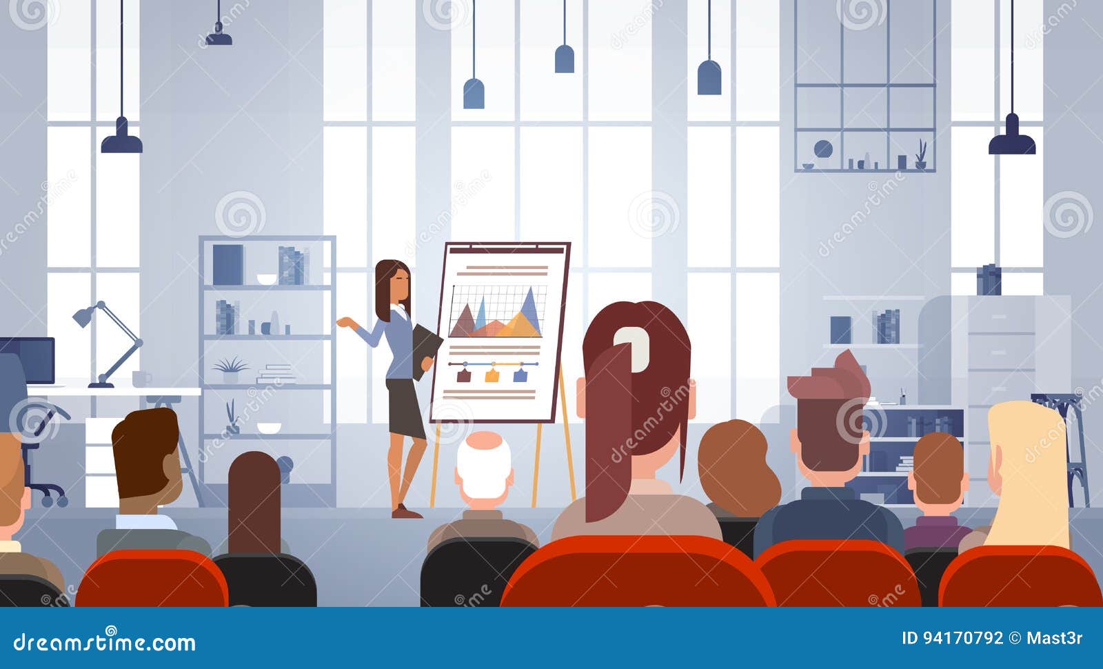 Business People Group at Conference Meeting Training Courses Flip Chart ...