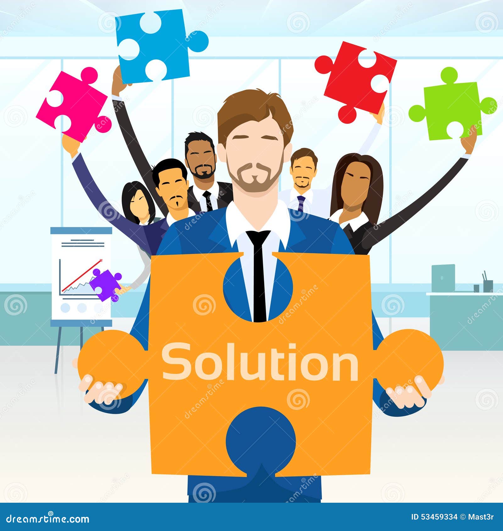Business People Group Hold Jigsaw Puzzle Piece Stock Vector ...