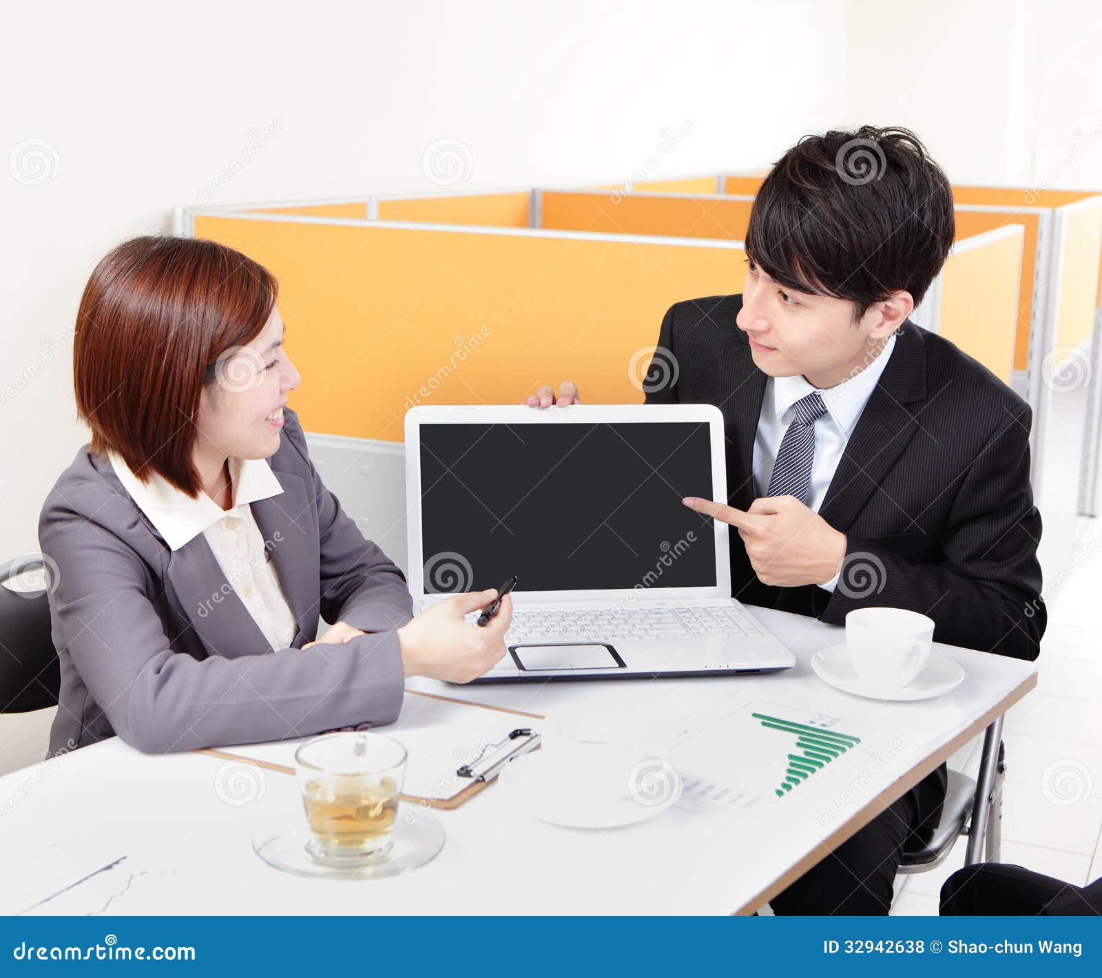 Business People Group Meeting with Computer Stock Photo - Image of ...
