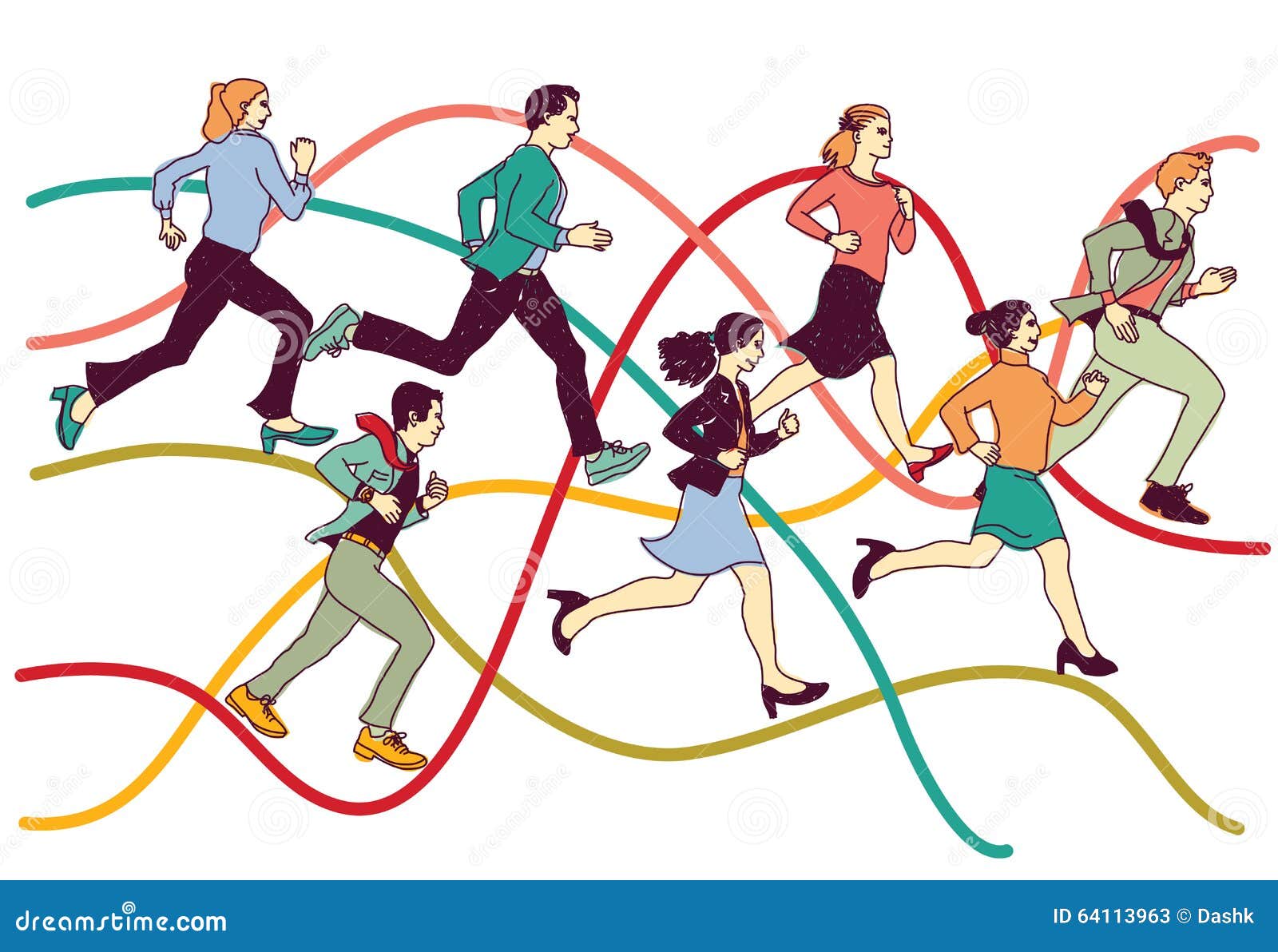 Business People Group Run on Graph Line. Stock Vector - Illustration of ...