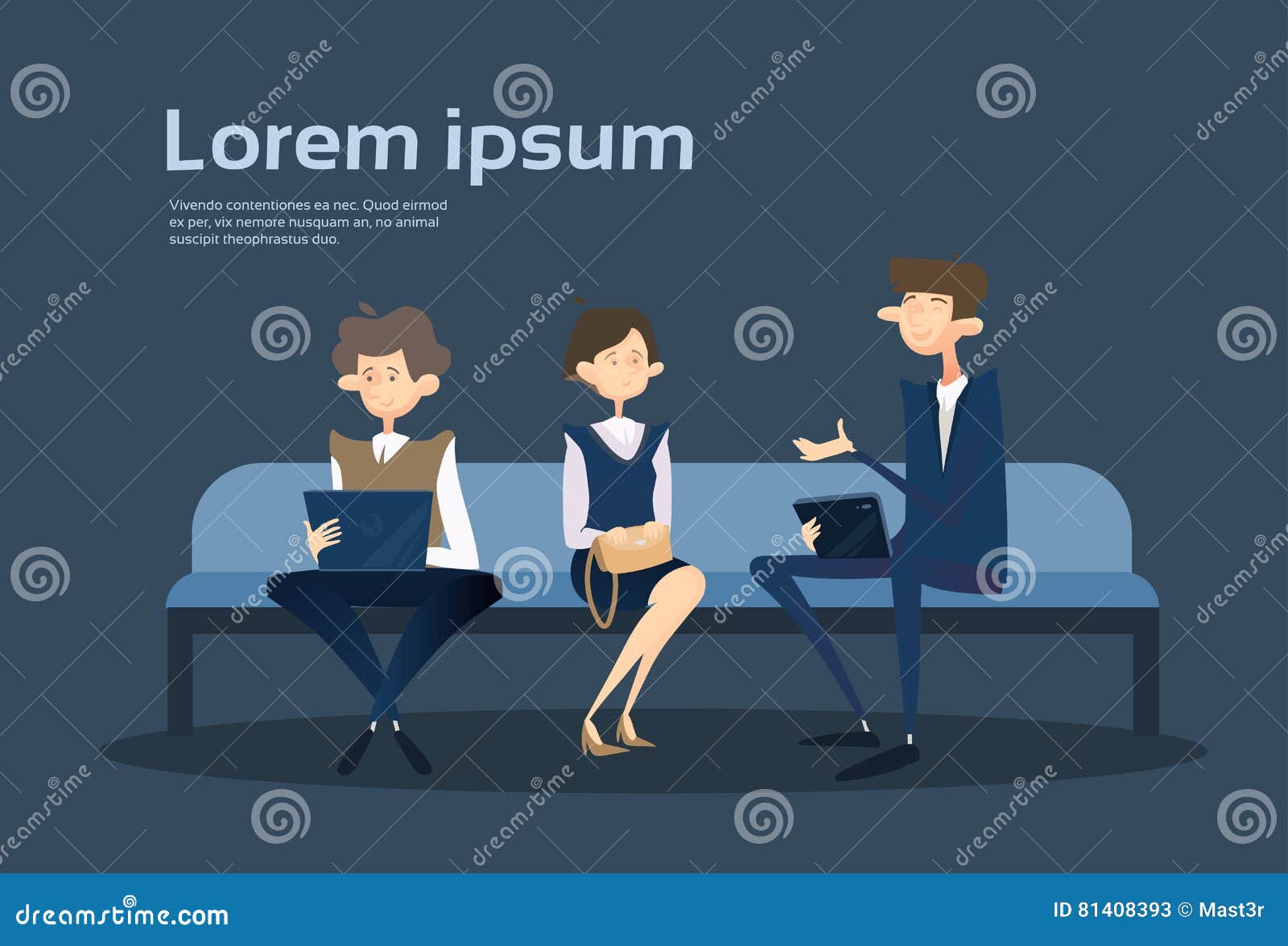 Business People Group Sitting on Coach Businessman Using Laptop ...