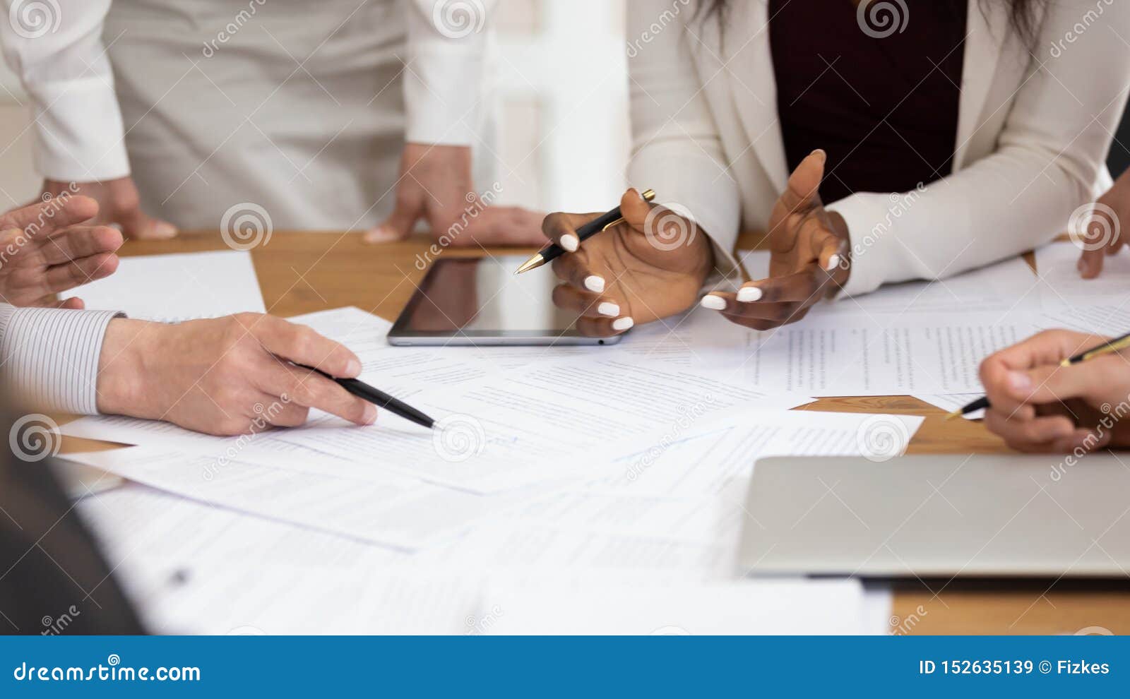 Business People Group Work with Papers on Table, Close Up Stock Image ...