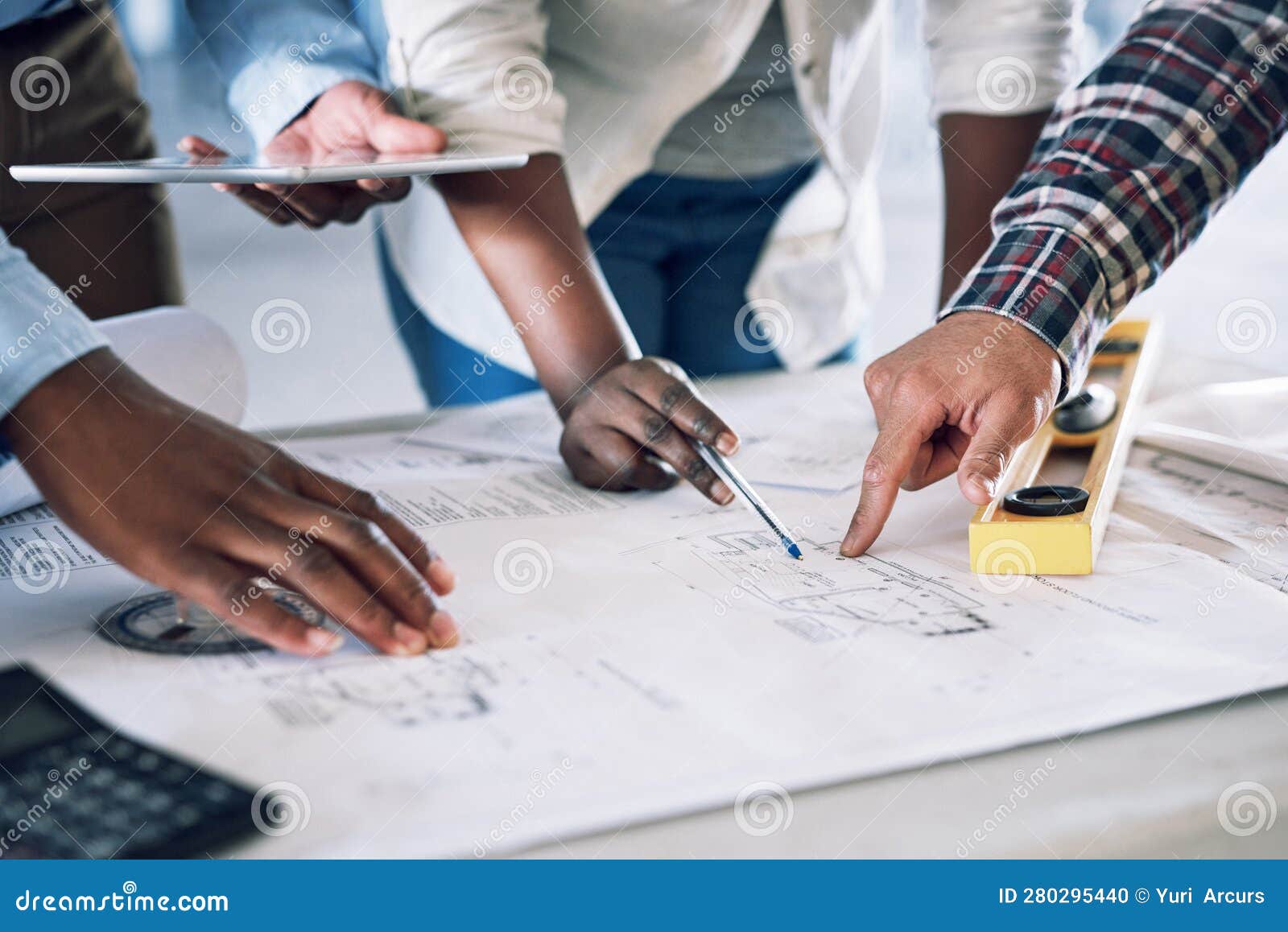 Business People, Hands and Architect on Blueprint for Construction ...