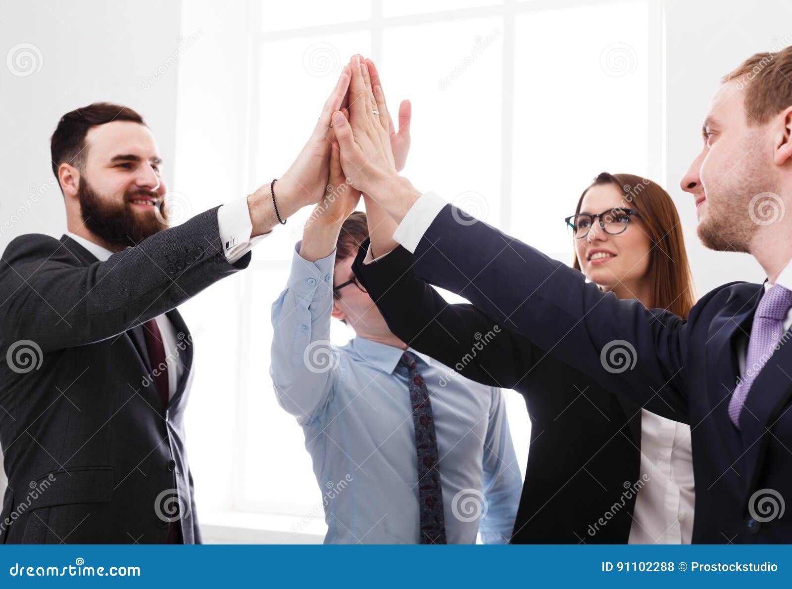 Business People with Hands in Circle, Teamwork Stock Photo - Image of ...