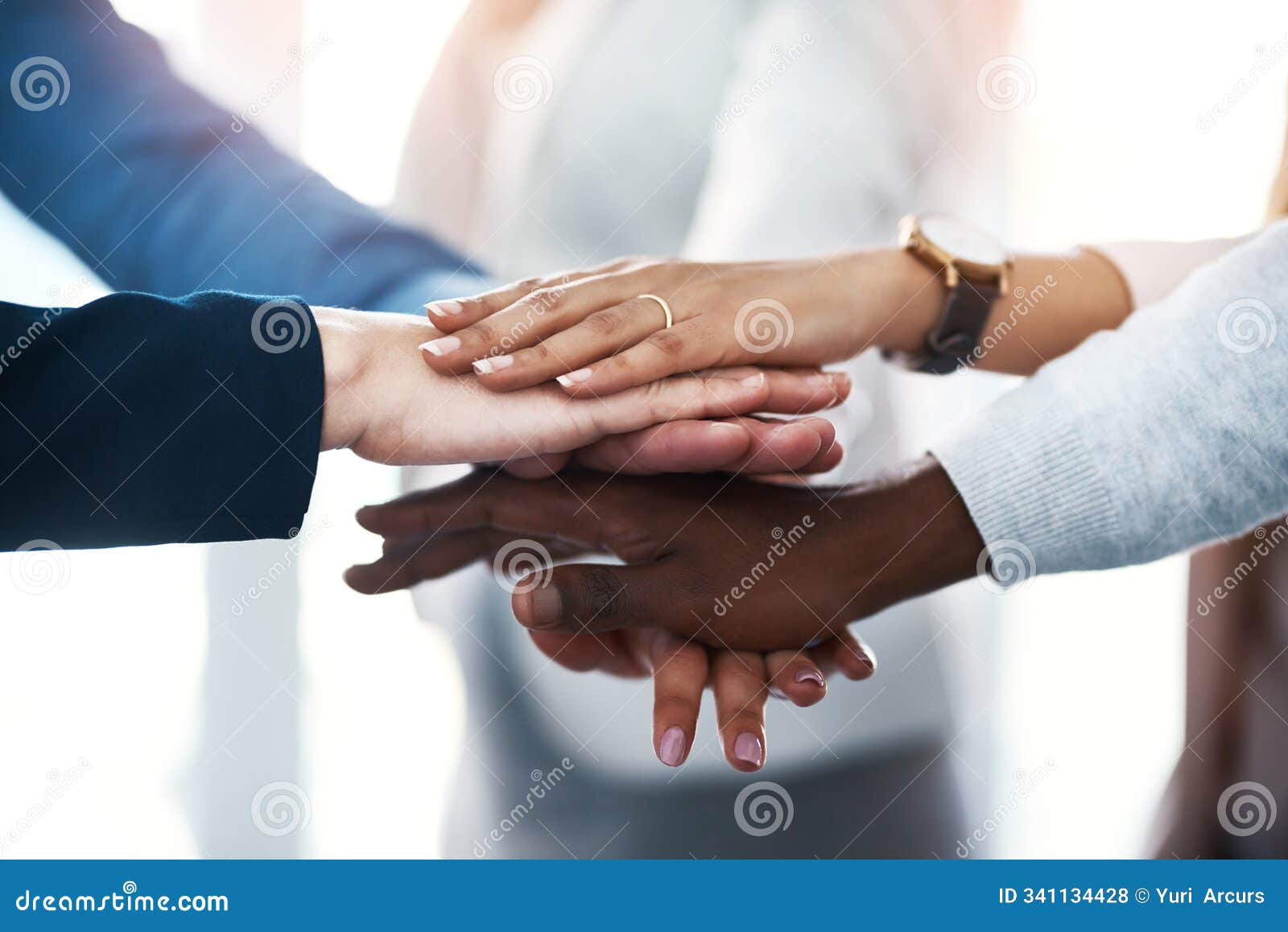 Business People, Hands and Stack in Office for Support, Synergy and ...