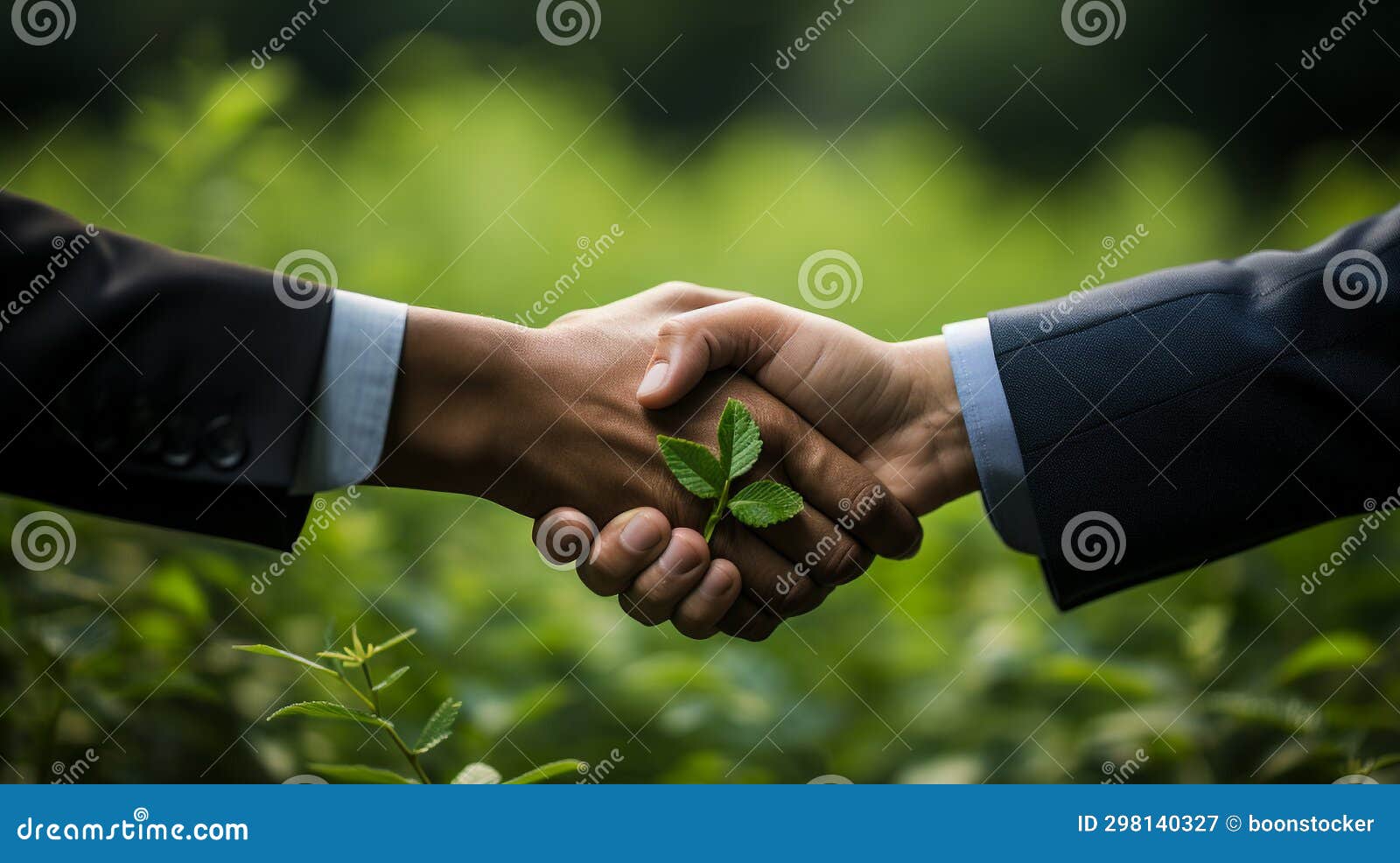 Business People Handshake of Commitment To Reduce Carbon To Net Zero by ...