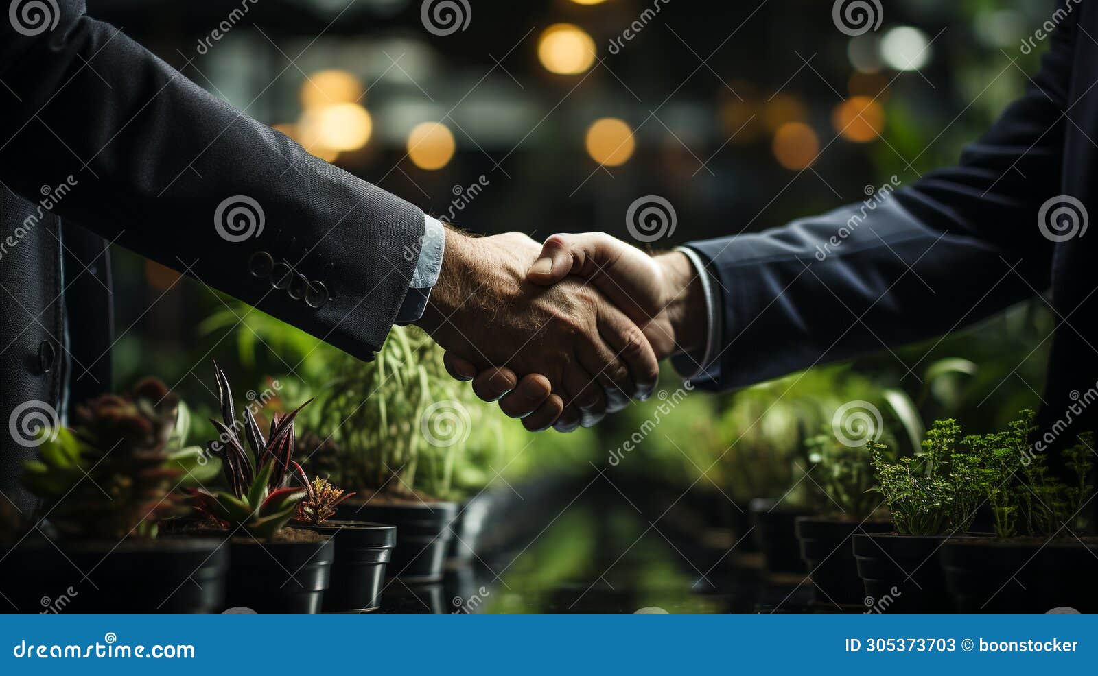 Businesspeople Handshake of Commitment To Reduce Carbon To Net Zero by ...