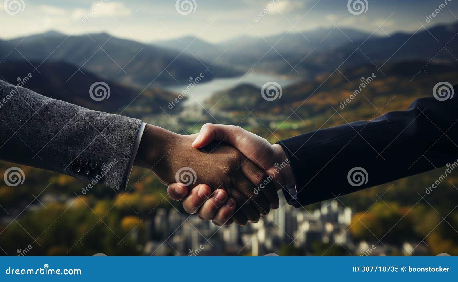 Businesspeople Handshake of Commitment To Reduce Carbon To Net Zero by ...