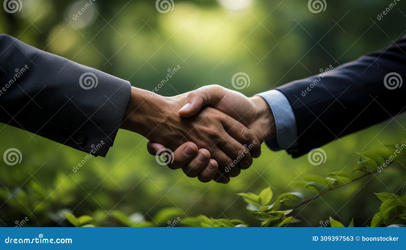 Businesspeople Handshake of Commitment To Reduce Carbon To Net Zero by ...