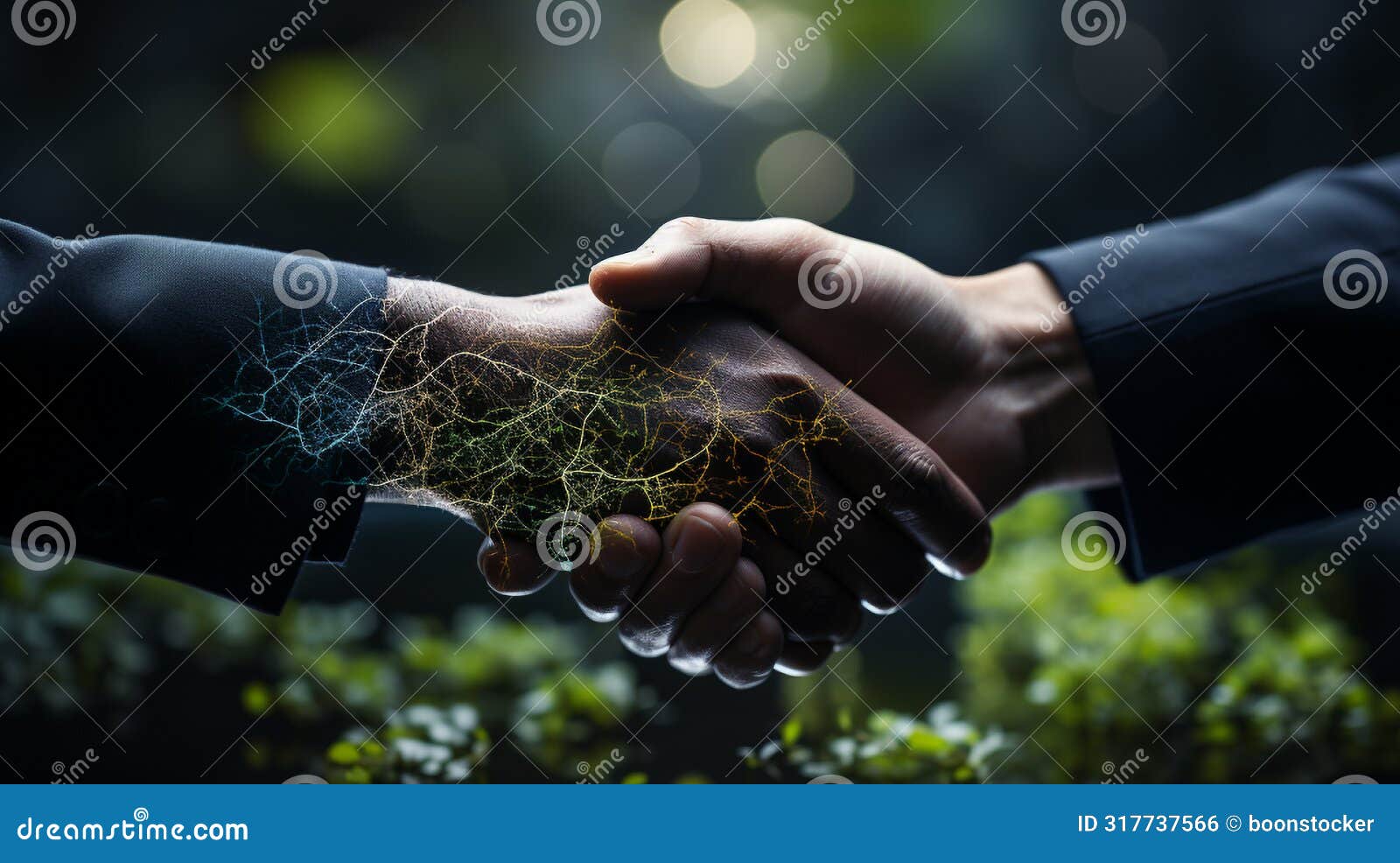 Businesspeople Handshake of Commitment To Reduce Carbon To Net Zero by ...