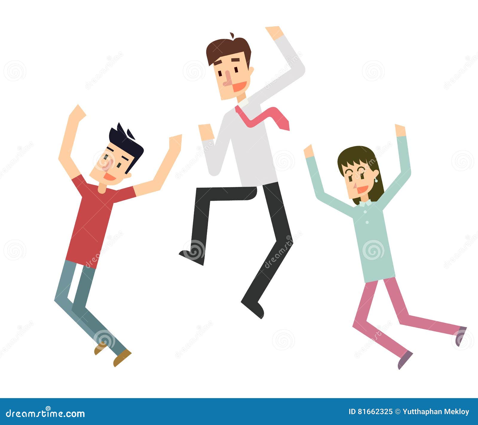 Business People in Happy Action. Jumping. Stock Illustration ...