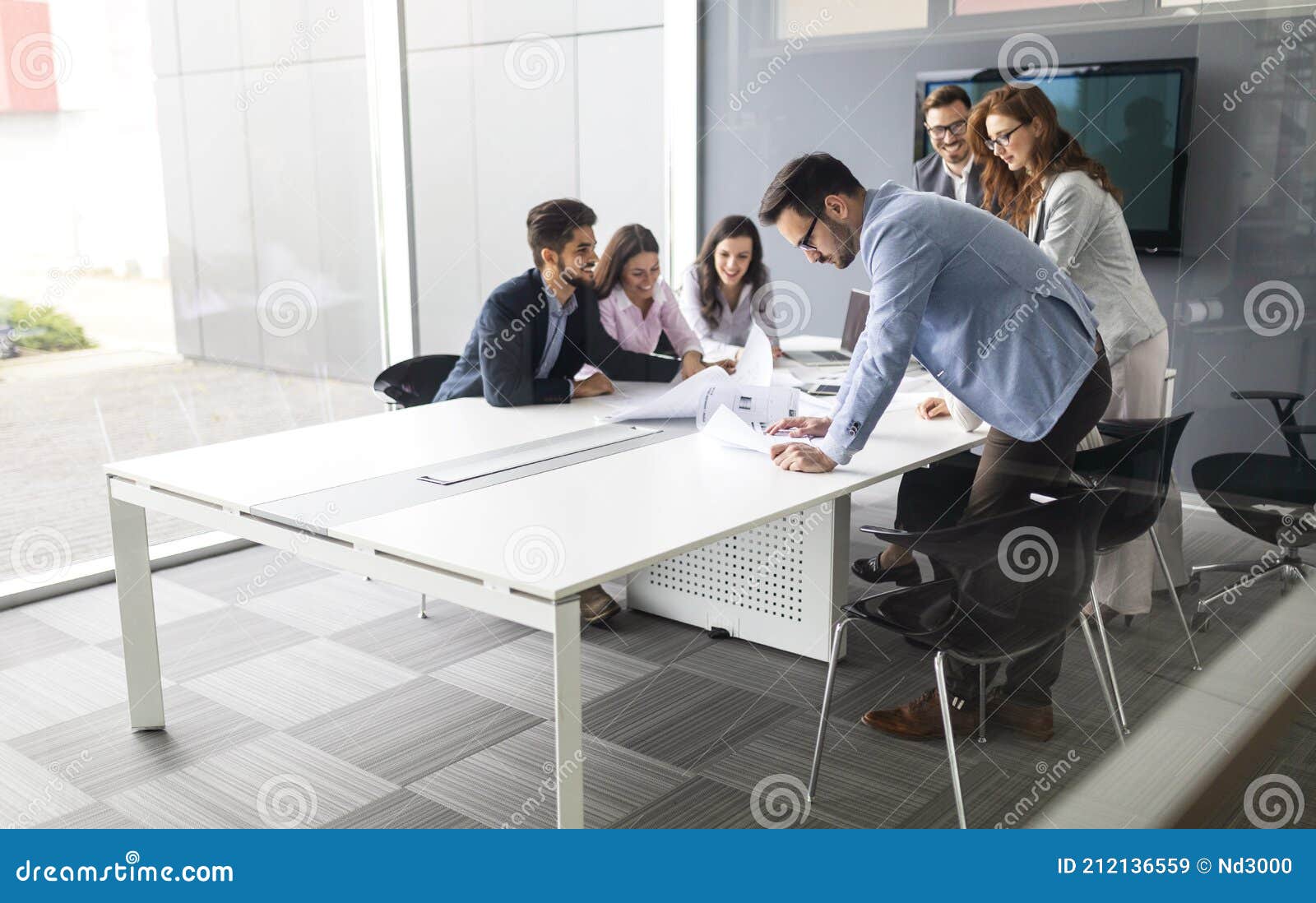 Business People Having Board Meeting in Modern Office Stock Image ...