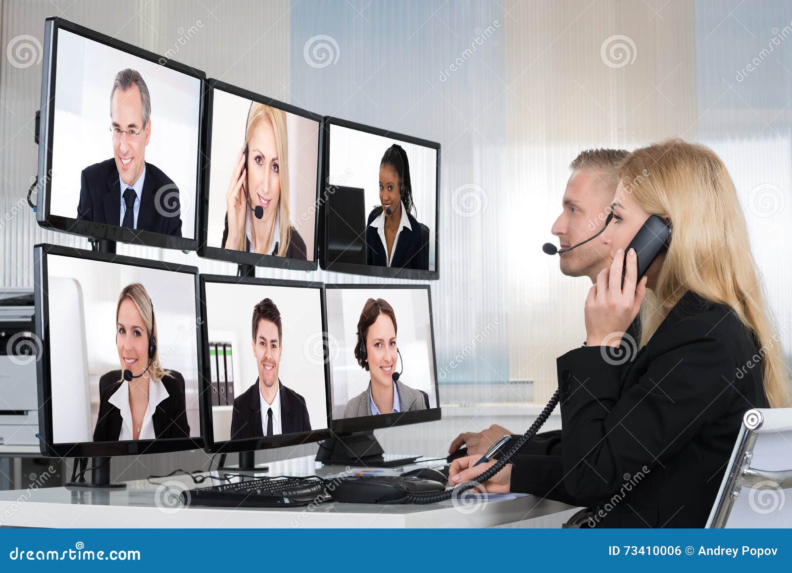 Business People Having Conference Call Stock Photo - Image of classroom ...